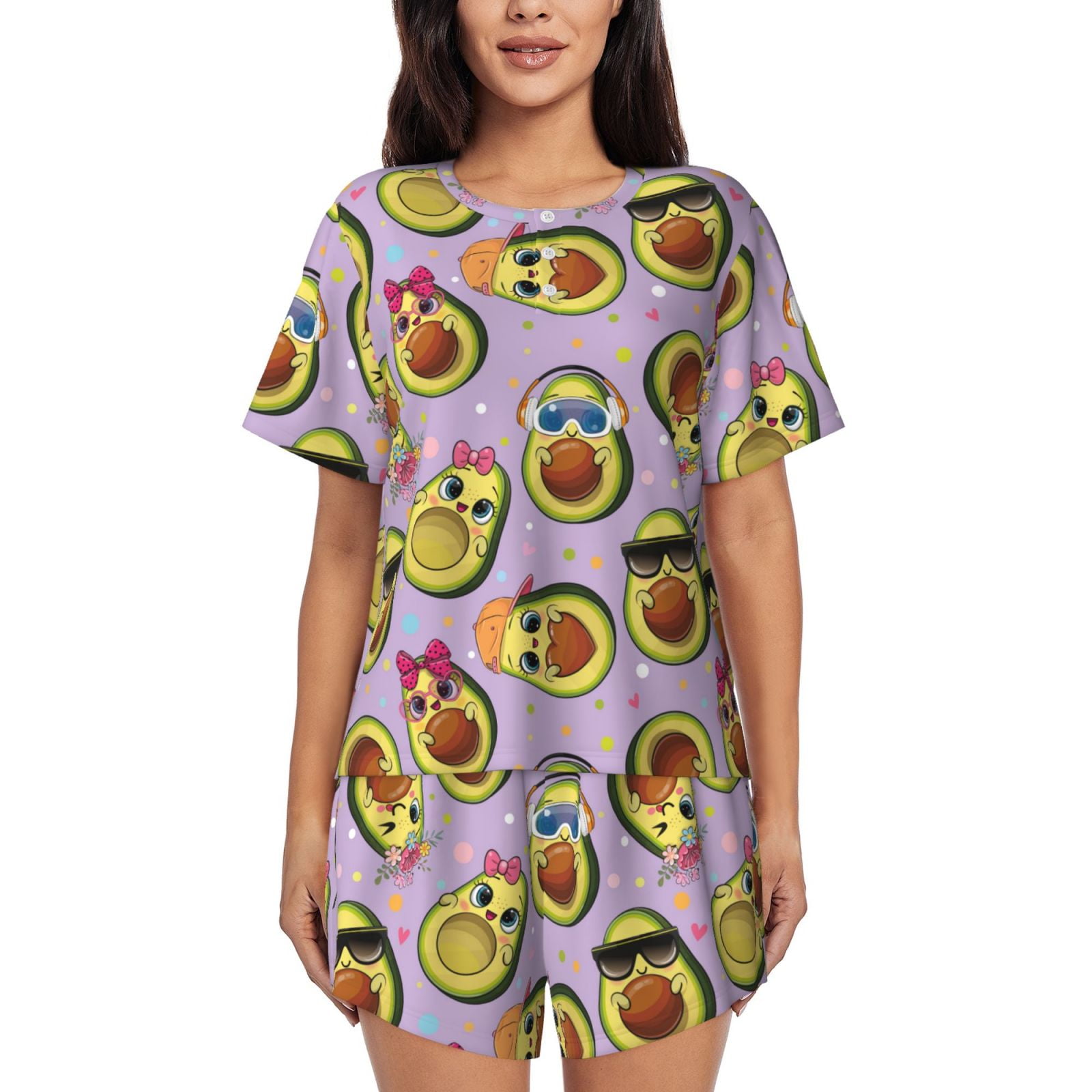 Pajamas For Women Set, Cute Cartoon Avocado Pj Lounge Sets For Women 2 ...
