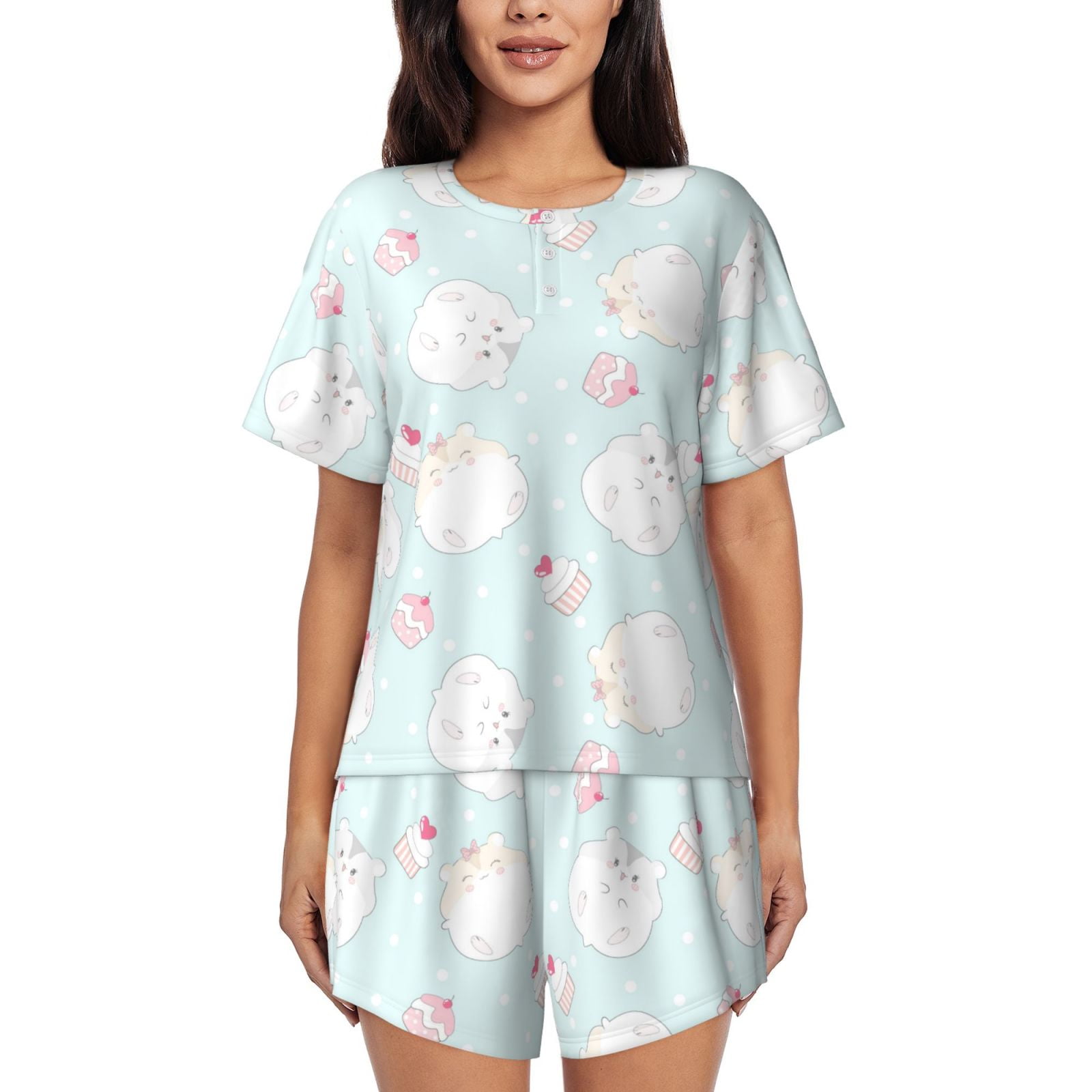 Pajamas For Women Set, Cute Cartoon Hamster Cake Pj Lounge Sets For ...