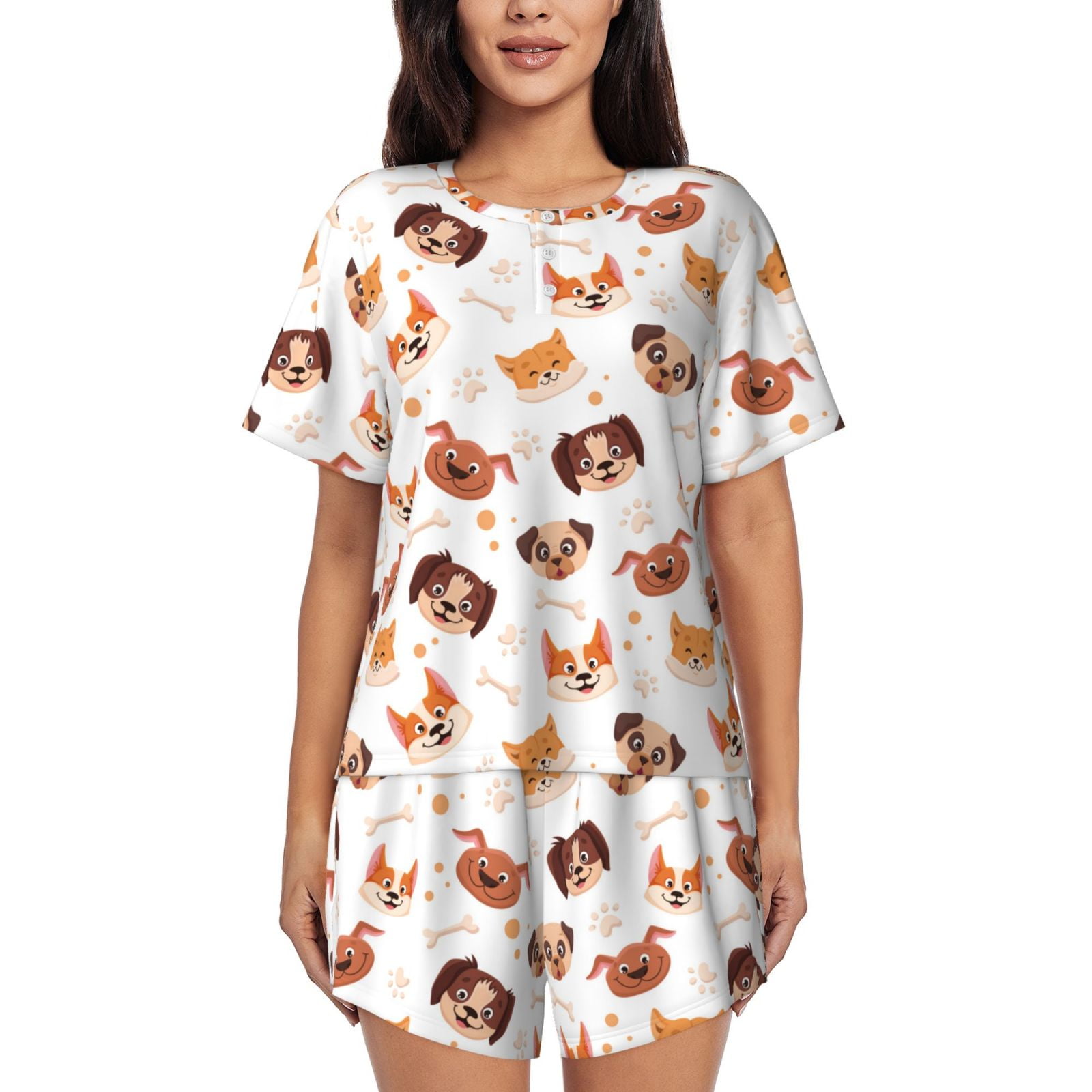 Pajamas For Women Set - Cute Dog Cartoon Colorful 2 Piece Womens Pajama ...