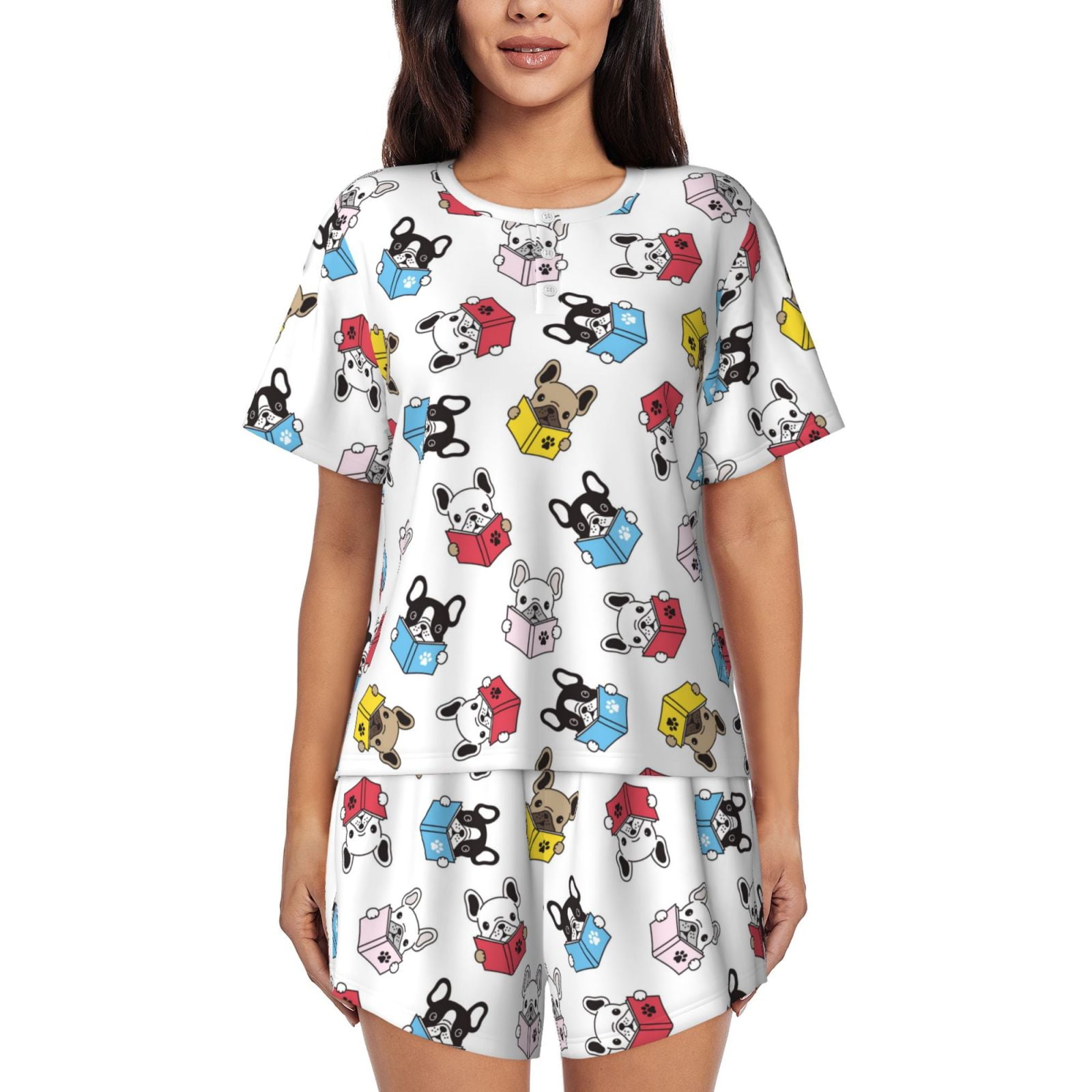 Pajamas For Women Set, Cute French Bulldog Color Book Pj Lounge Sets ...