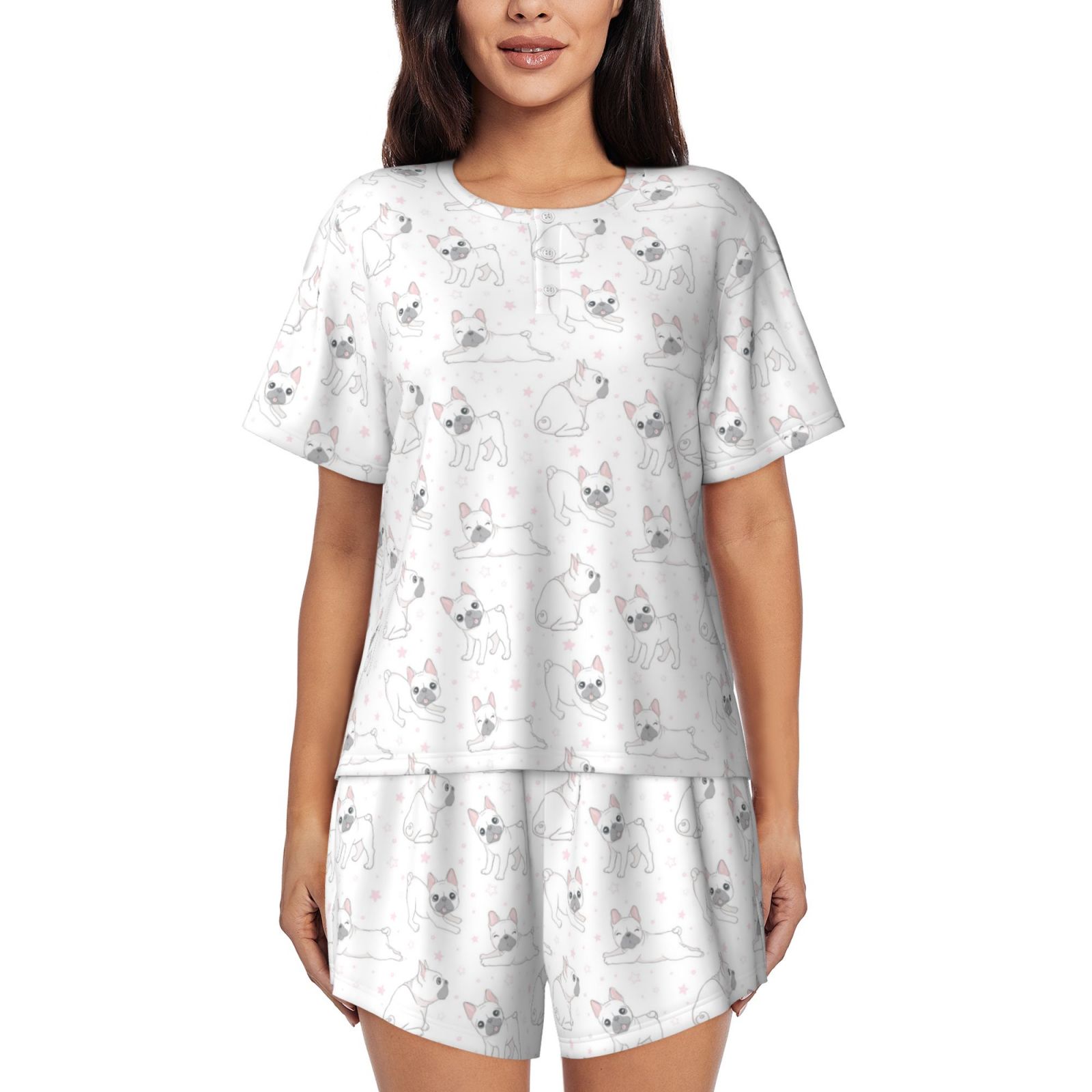 Pajamas For Women Set, Cute French Bulldog Stars Pj Lounge Sets For ...