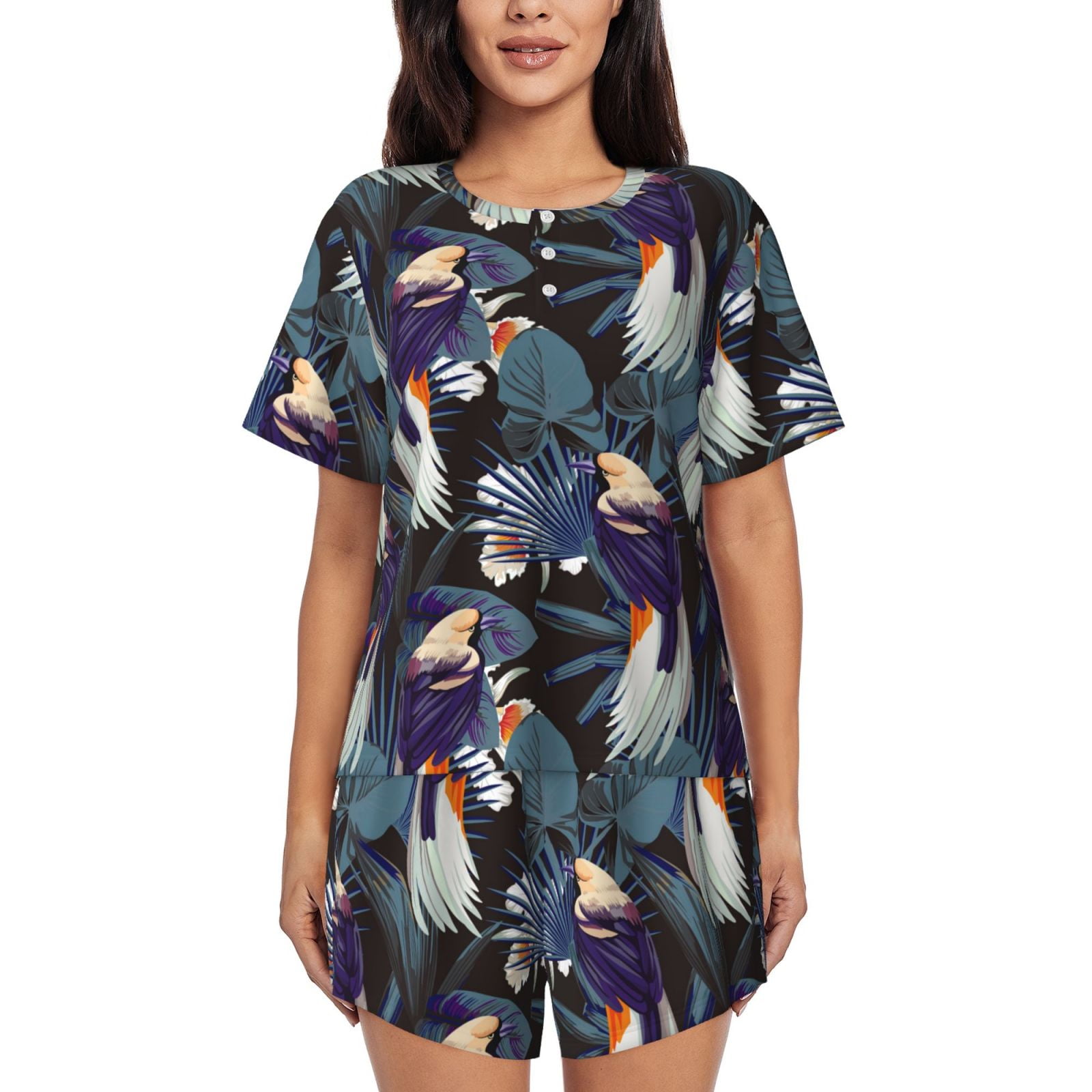 Pajamas For Women Set, Cute Sharp Billed Bird Plant Pj Lounge Sets For ...