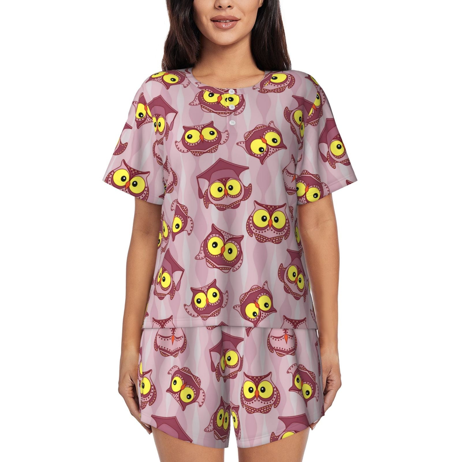 Pajamas For Women Set, Doctor'S Hat Owl Purple Pj Lounge Sets For Women ...