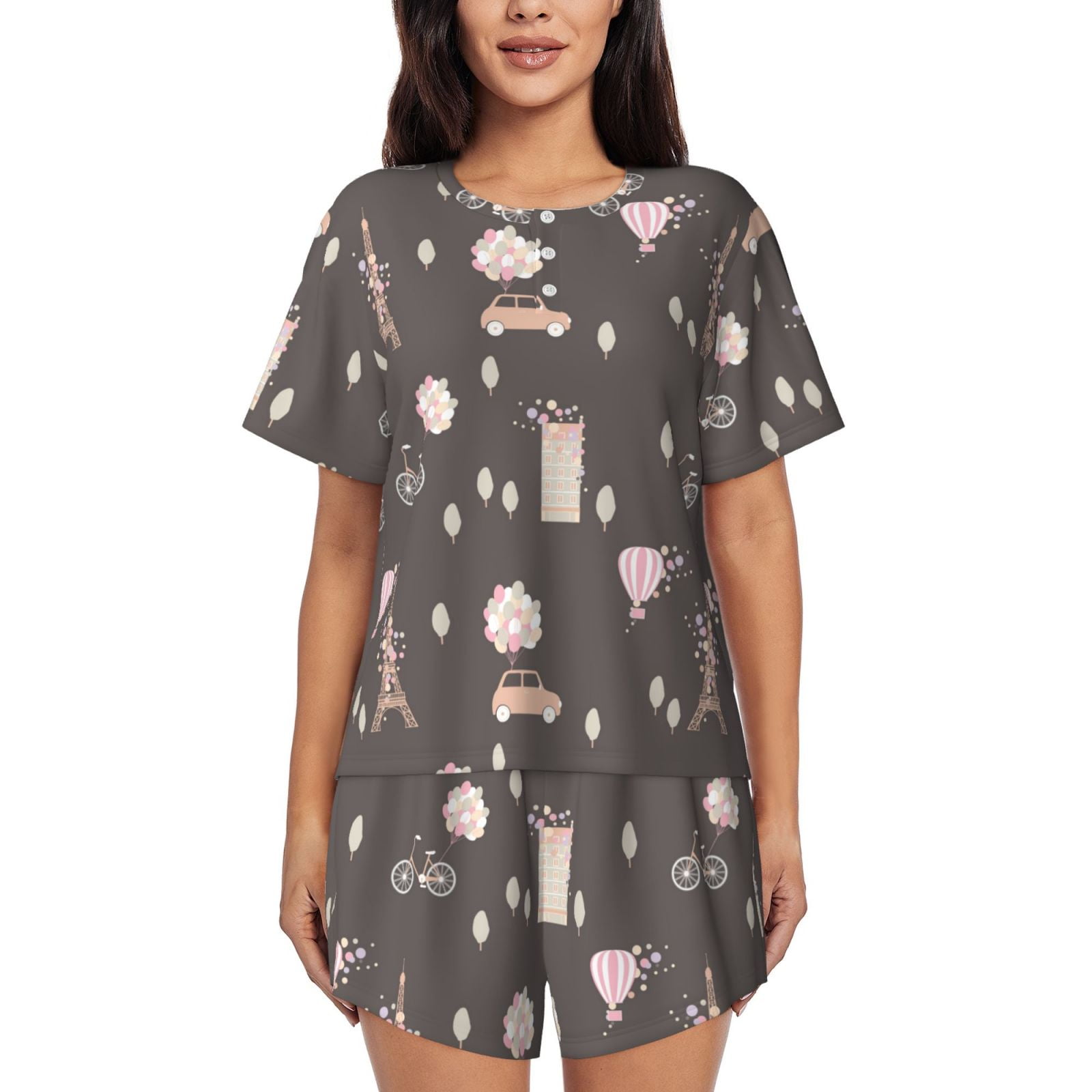 Pajamas For Women Set, Eiffel Tower Urban Pj Lounge Sets For Women 2 ...