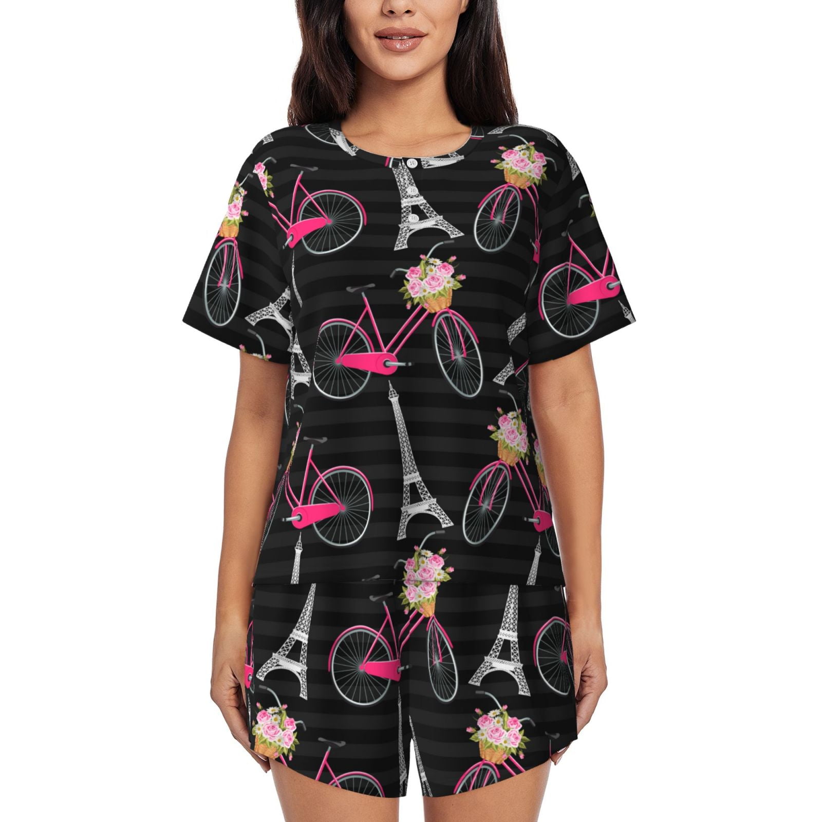 Pajamas For Women Set, Flower Tower Bike Pj Lounge Sets For Women 2 ...
