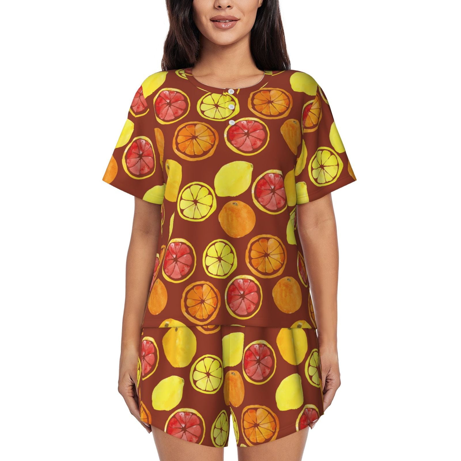 Pajamas For Women Set, Fruit Collage Pj Lounge Sets For Women 2 Piece ...