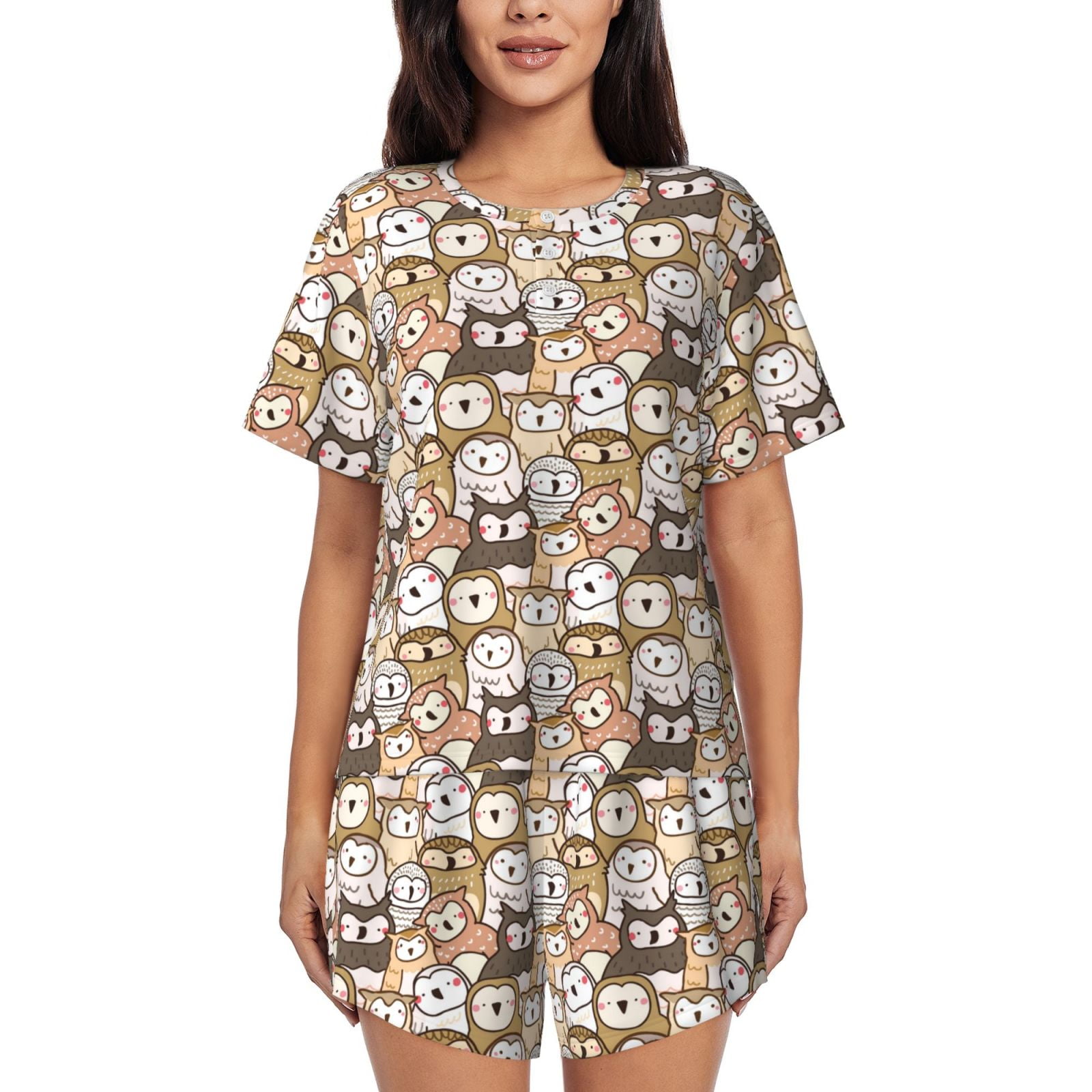 Pajamas For Women Set, Funny Cartoon Owl Pj Lounge Sets For Women 2 ...
