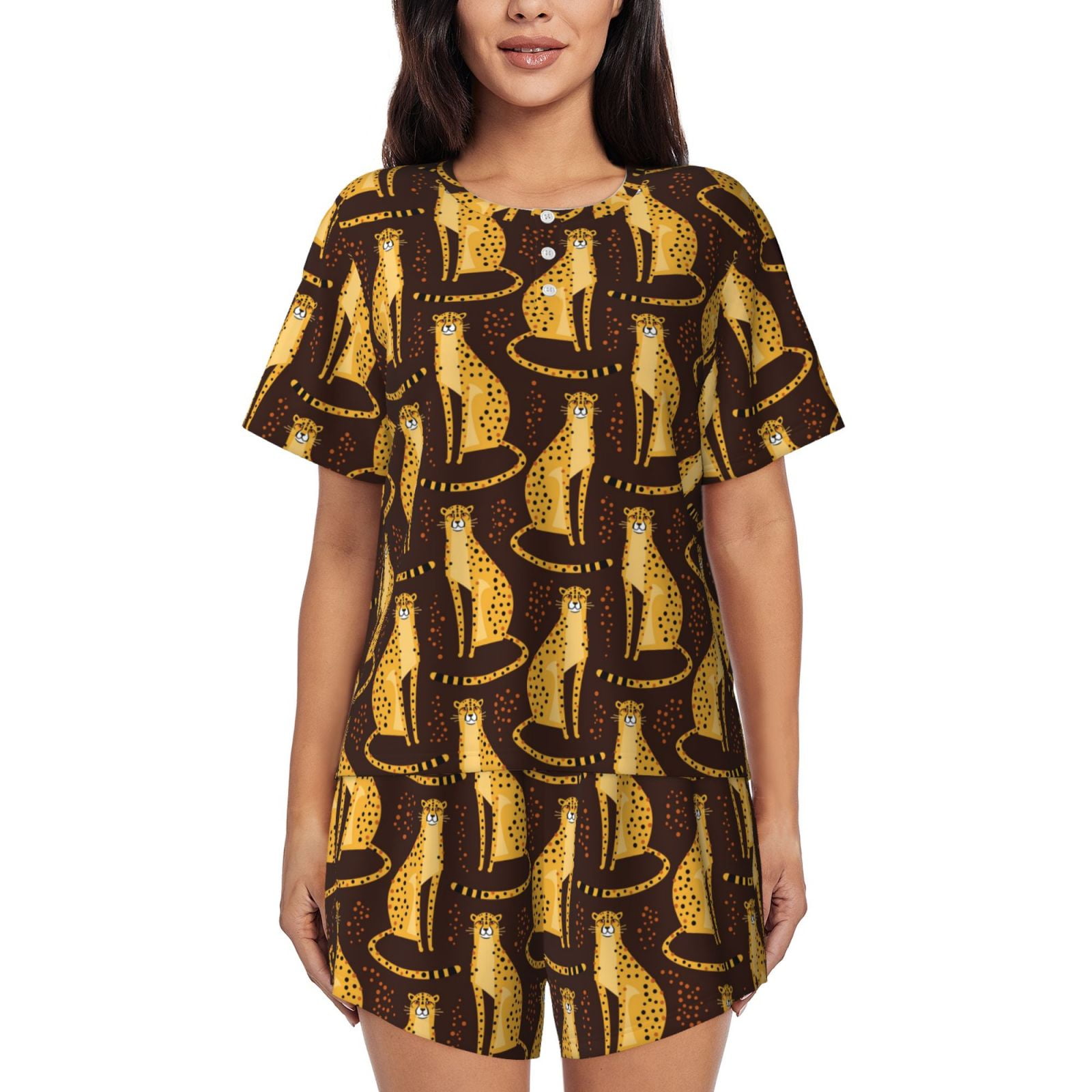 Pajamas For Women Set, Funny Leopard Pj Lounge Sets For Women 2 Piece ...