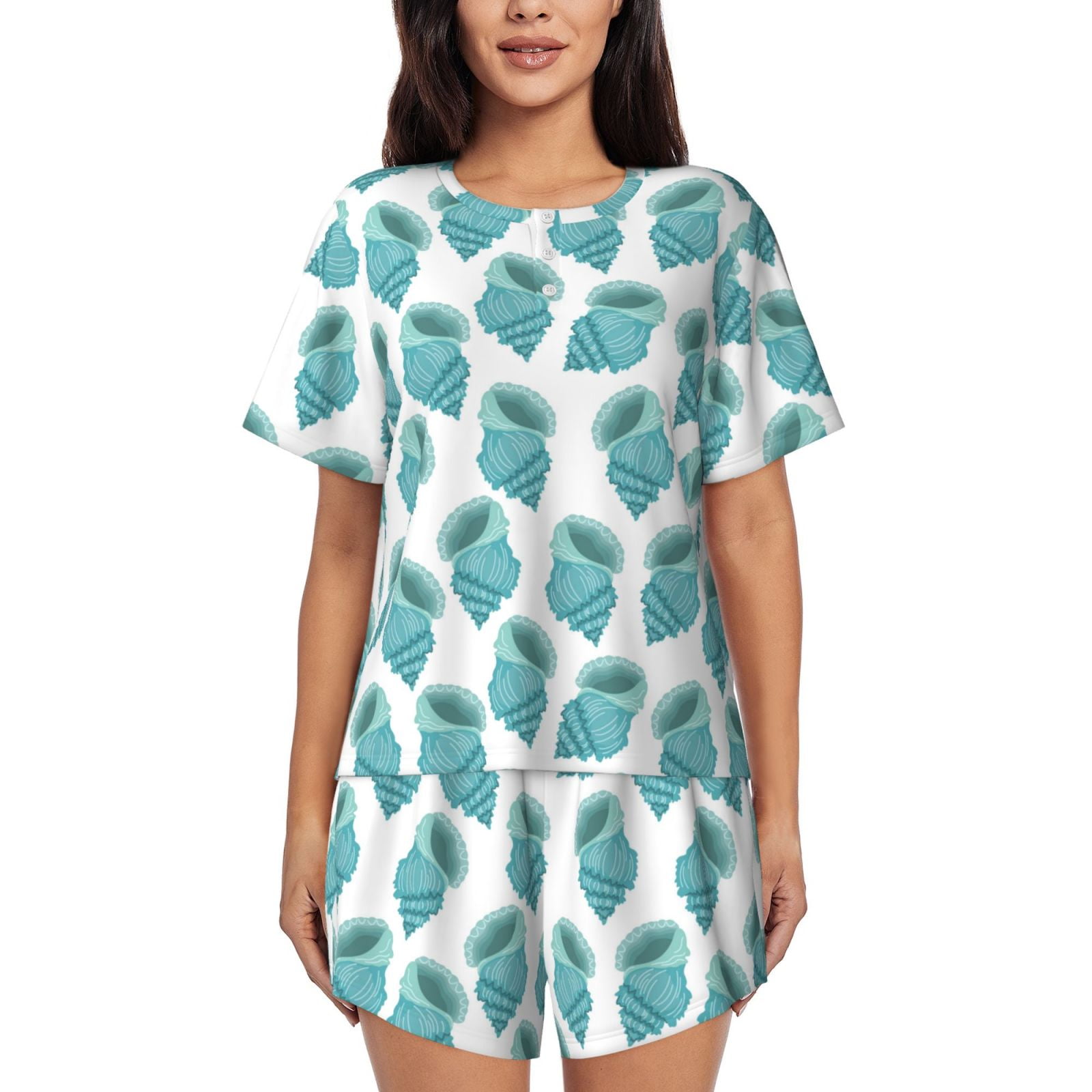 Pajamas For Women Set, Green Conch Pj Lounge Sets For Women 2 Piece ...
