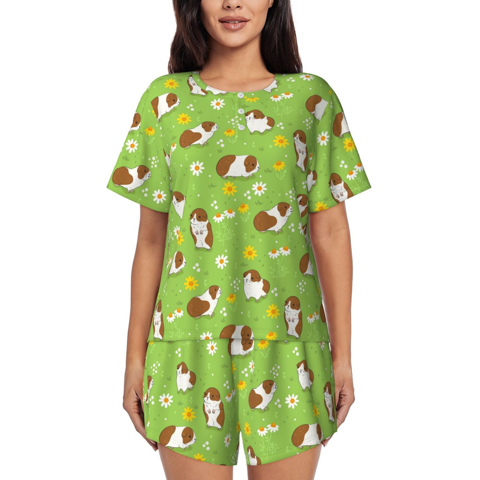 Pajamas For Women Set, Guinea Pigs Pj Lounge Sets For Women 2 Piece ...