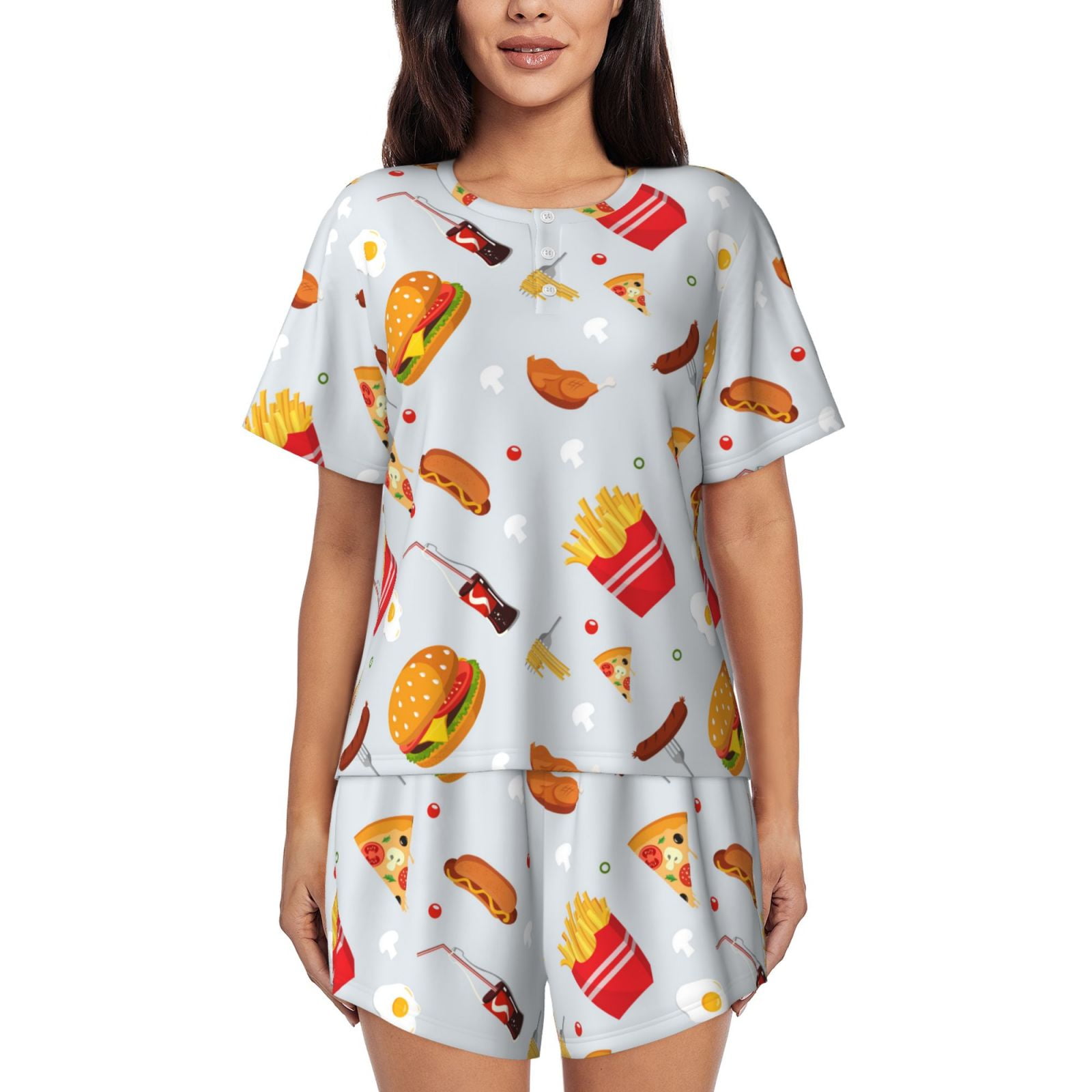 Pajamas For Women Set, Hot Dog Coke Burger Pizza Pj Lounge Sets For ...