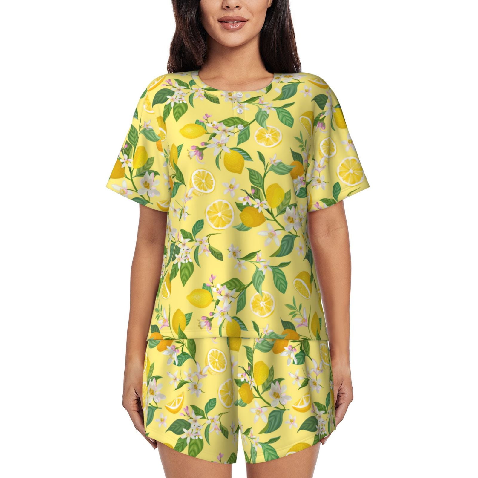 Pajamas For Women Set, Lemon (2) Pj Lounge Sets For Women 2 Piece, Soft ...