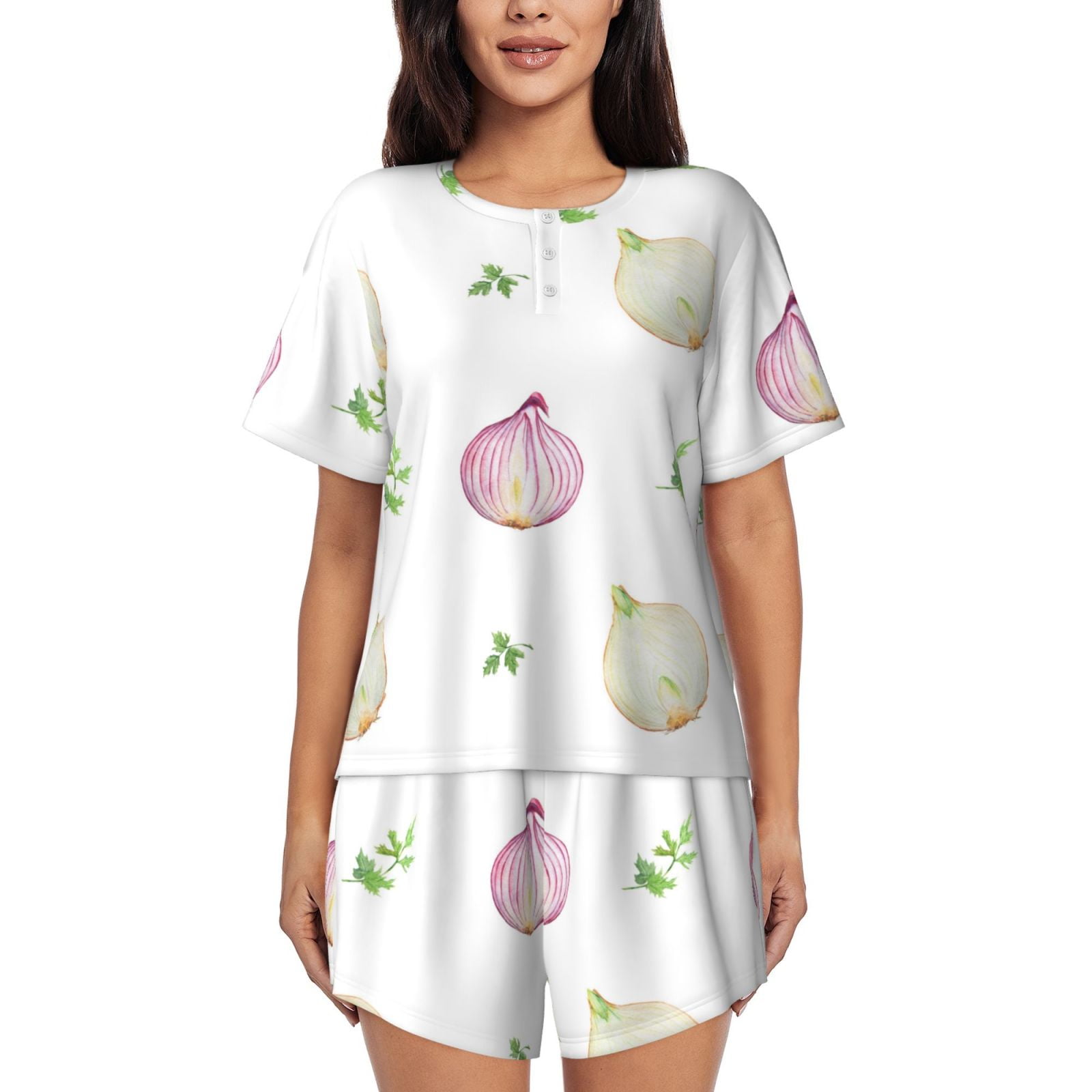 Pajamas For Women Set, Minimalist Onion Leaf Pj Lounge Sets For Women 2 ...