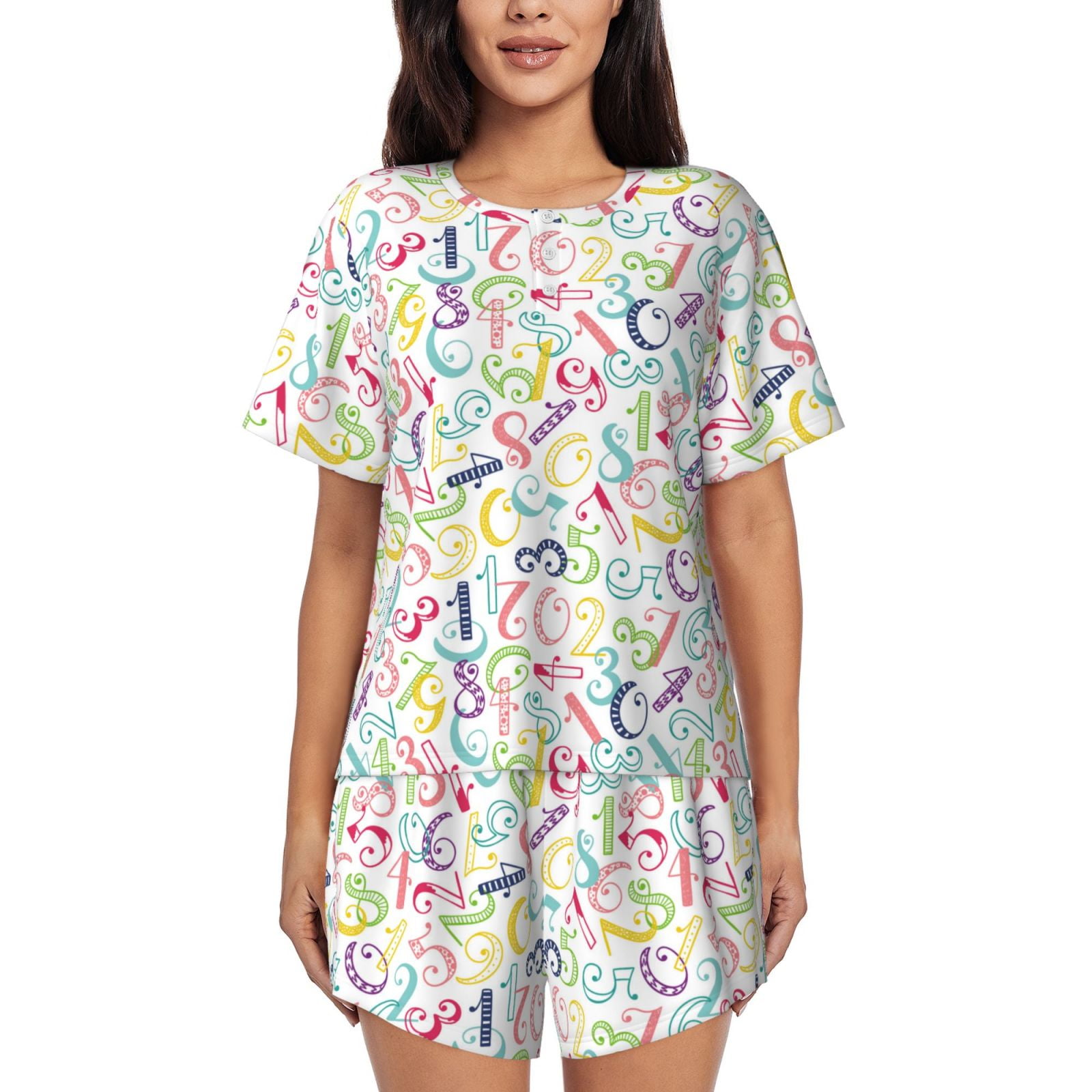 Pajamas For Women Set, Numbers Math Color Pj Lounge Sets For Women 2 ...