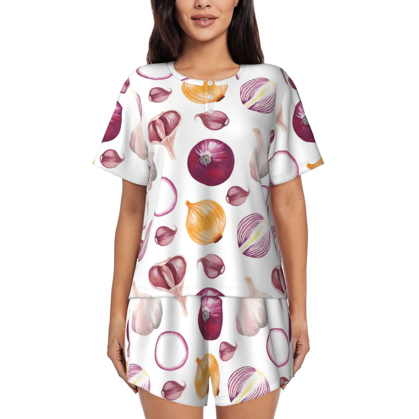Pajamas For Women Set, Onion Garlic Funny Pj Lounge Sets For Women 2 ...