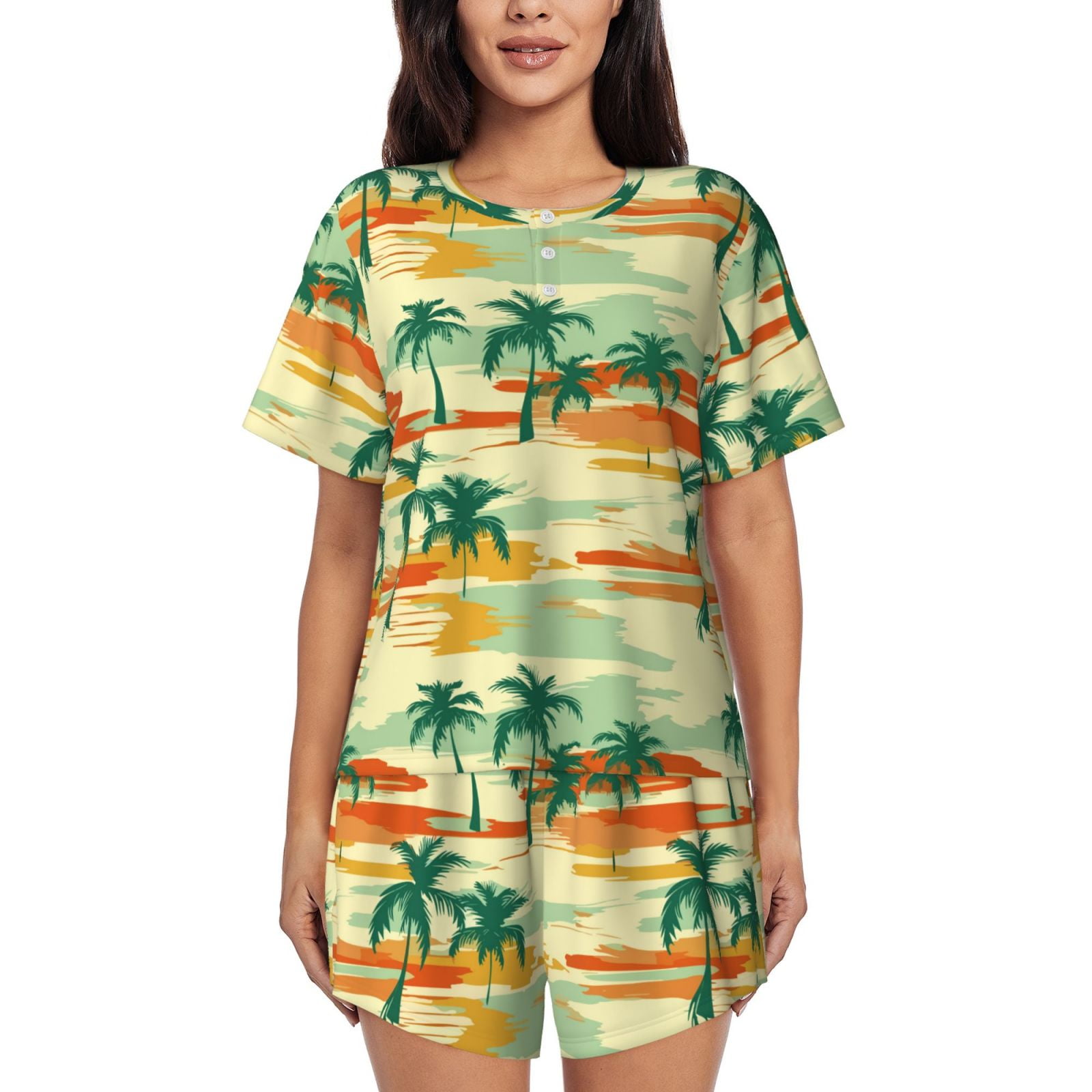Pajamas For Women Set, Palm Tree_Am Pj Lounge Sets For Women 2 Piece ...