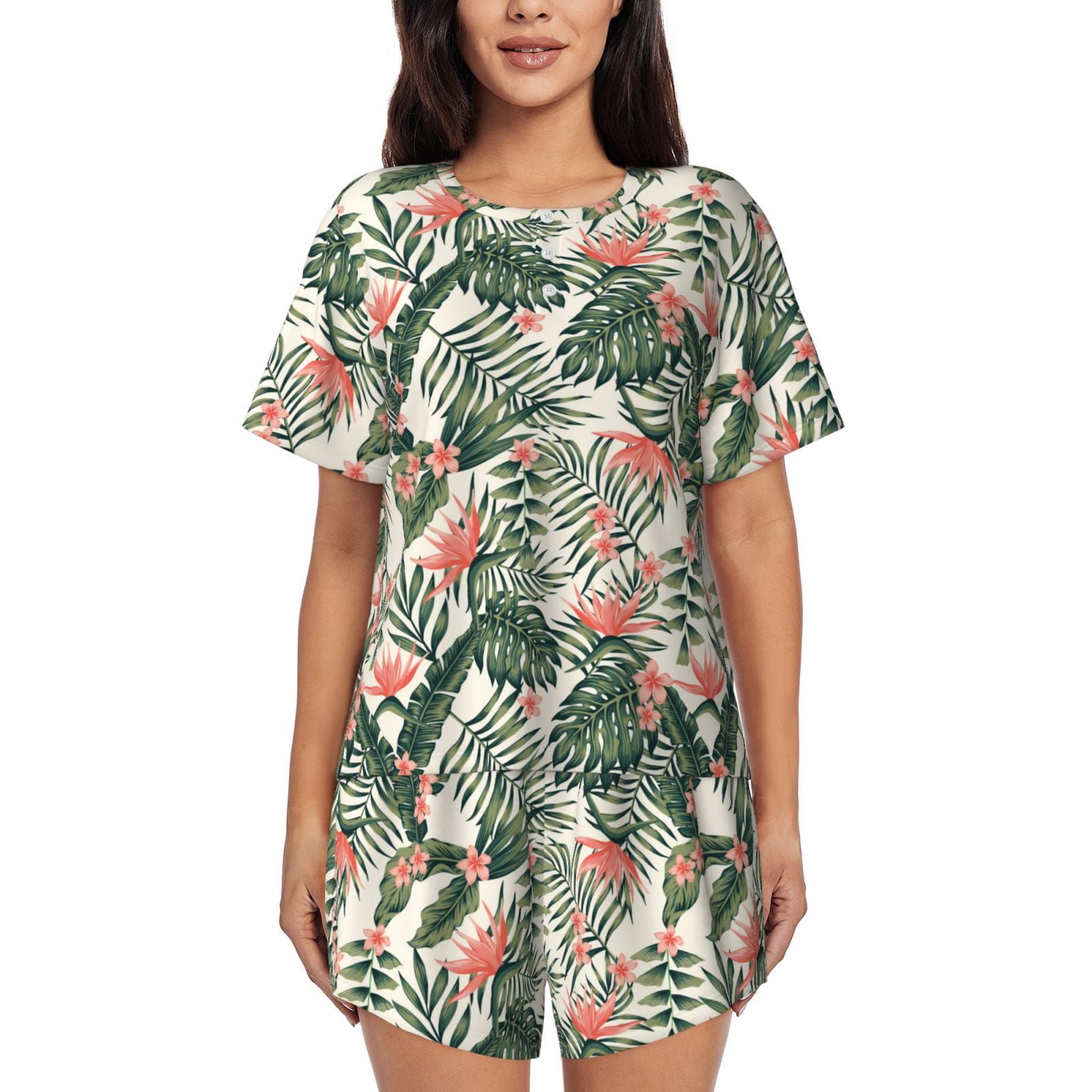 Pajamas For Women Set, Palm Trees And Tropical Pj Lounge Sets For Women ...