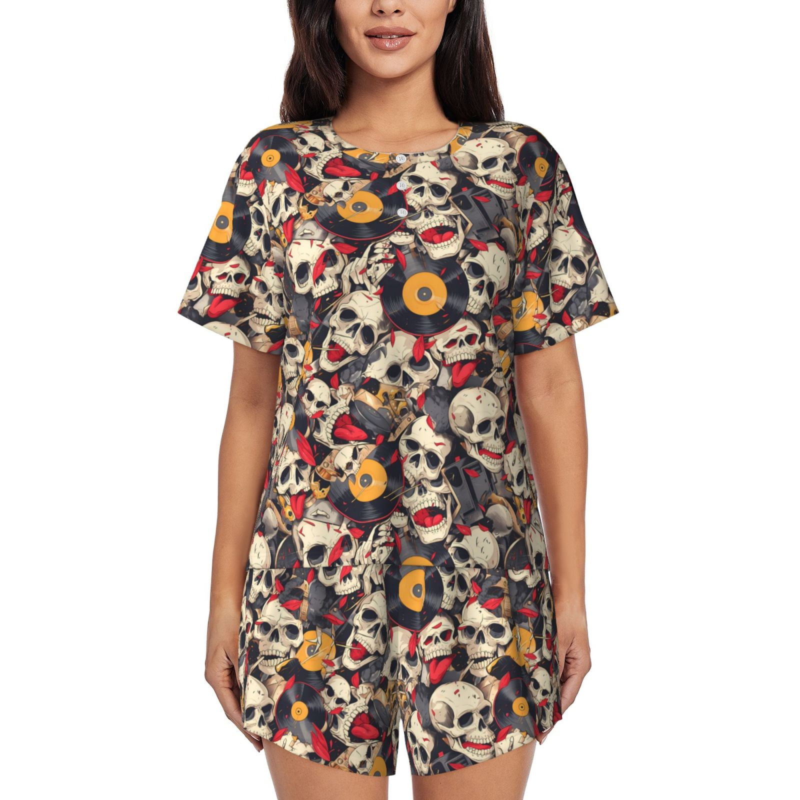 Pajamas For Women Set, Rock Skull Record Artist Pj Lounge Sets For ...