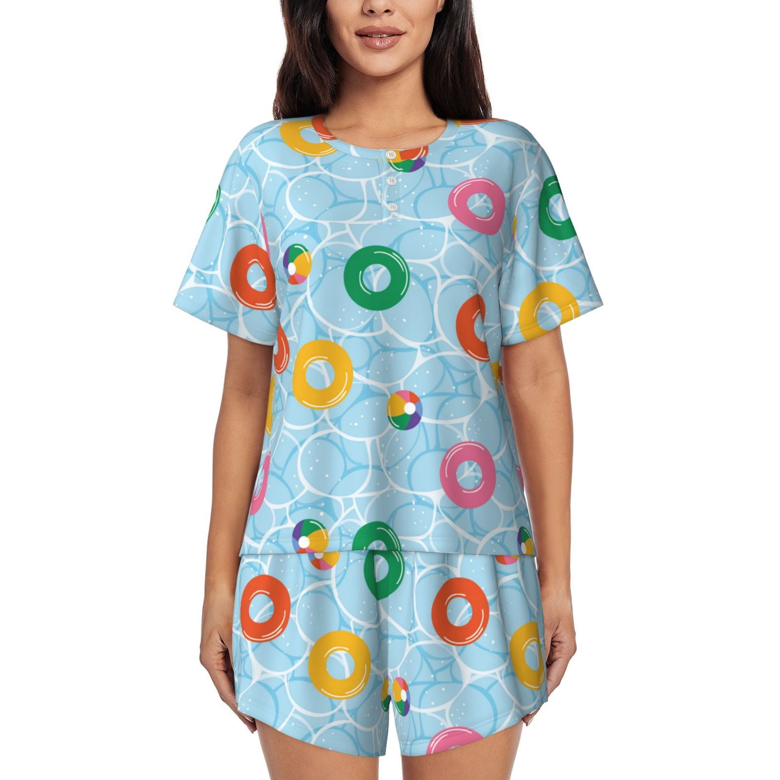 Pajamas For Women Set, Swim Rings Floating Pj Lounge Sets For Women 2 ...