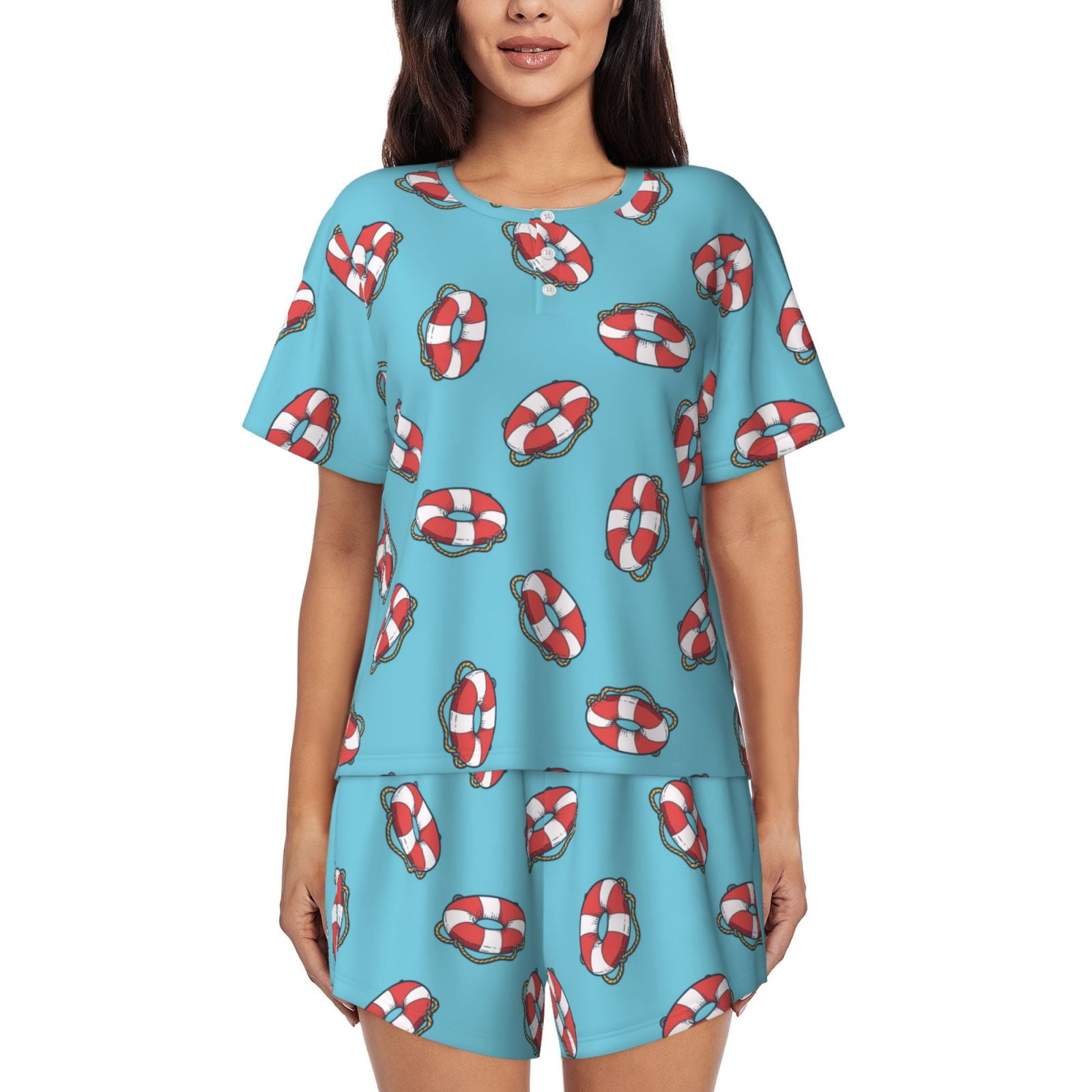 Pajamas For Women Set, Swimming Ring Red Pj Lounge Sets For Women 2 ...