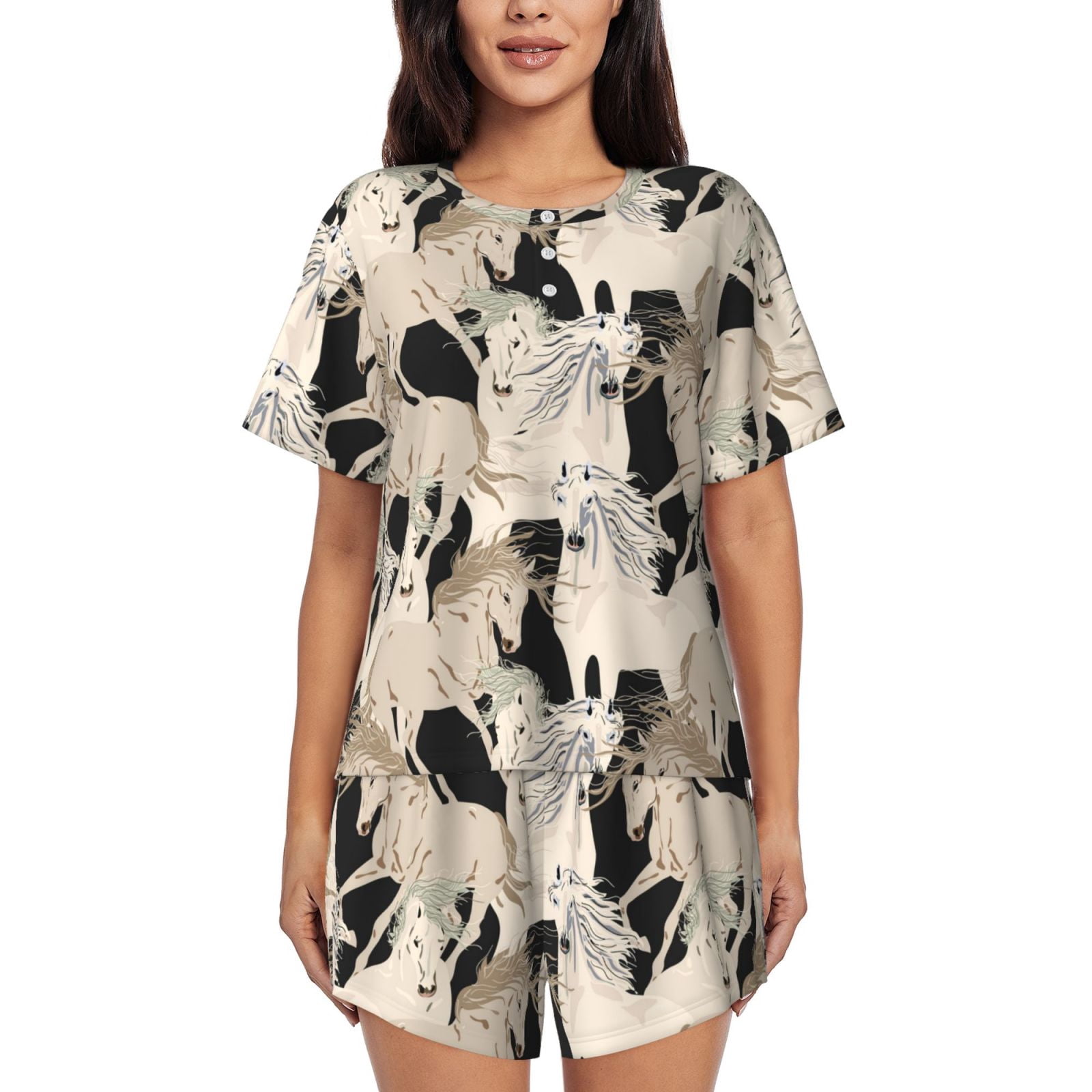 Pajamas For Women Set, Vintage Minimalist Cool Horse Pj Lounge Sets For ...
