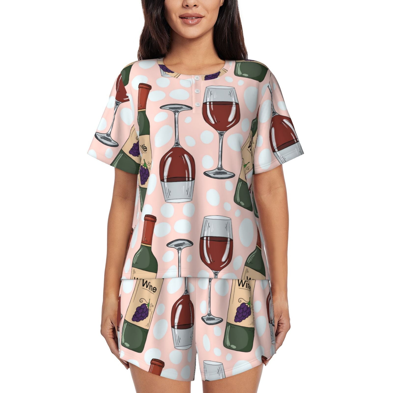 Pajamas For Women Set, Wine Print No.J920 Pj Lounge Sets For Women 2 ...