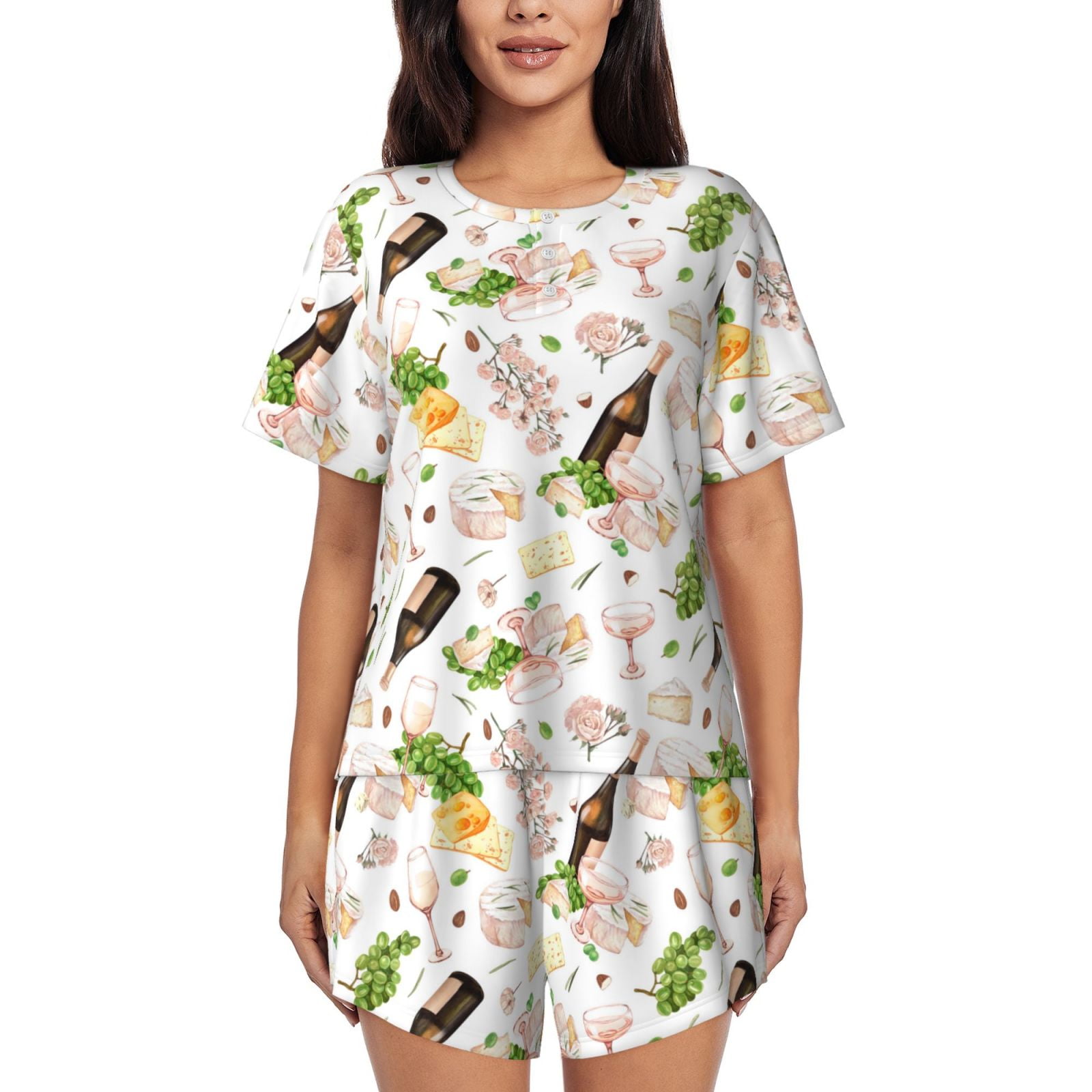 Pajamas For Women Set, Wine Print No.J933 Pj Lounge Sets For Women 2 ...