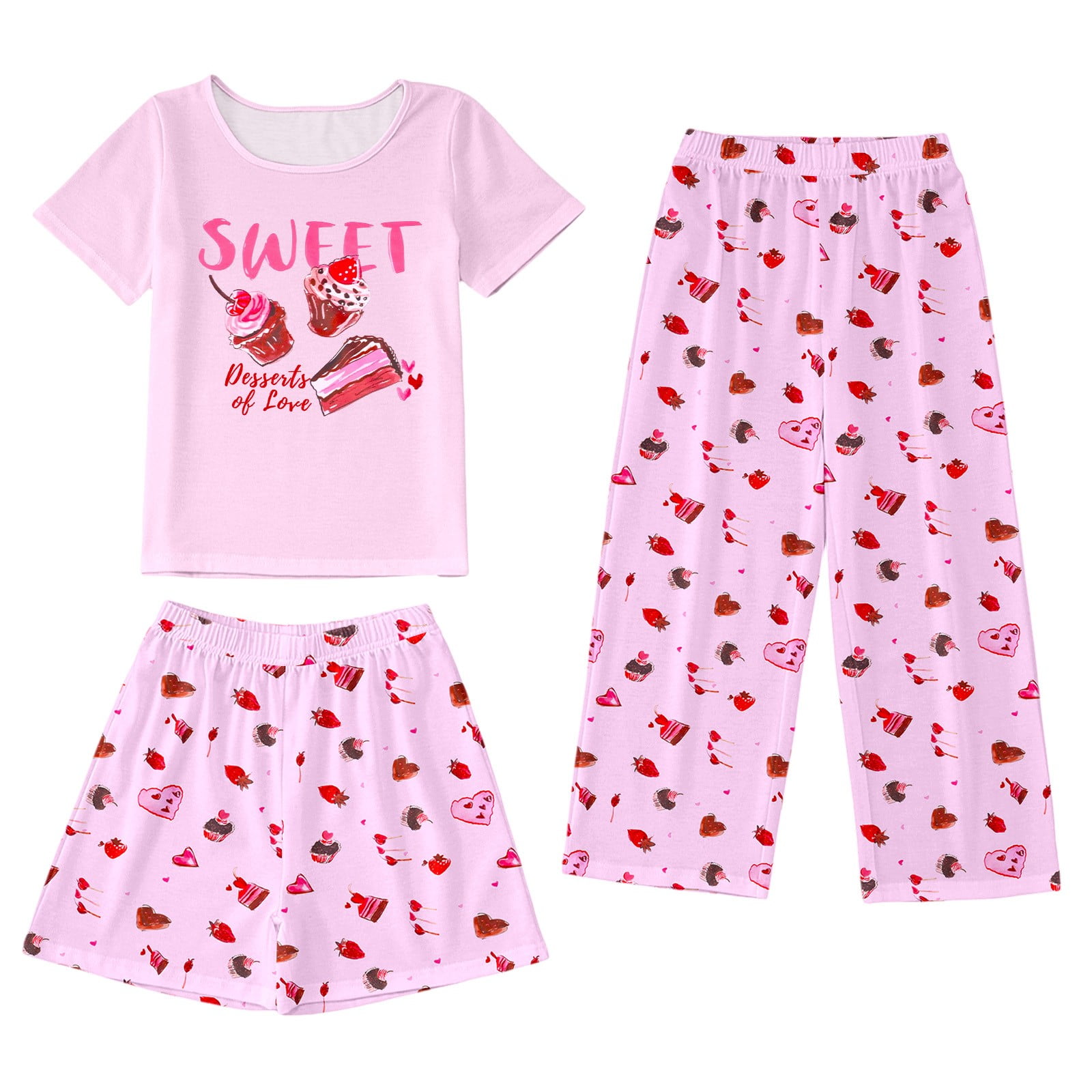 Pajamas for Kids Girls Size 14-16 Short Sleeve Pajamas for Girls ...