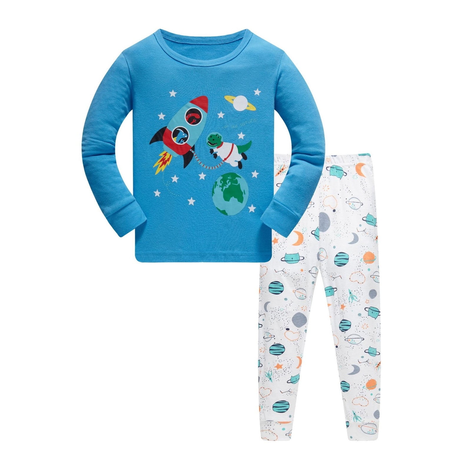 Pajamas for Kids Toddler Kids Baby Boys Girls Pajamas Long-Sleeve Long Pants Snug-Fit Cotton ...