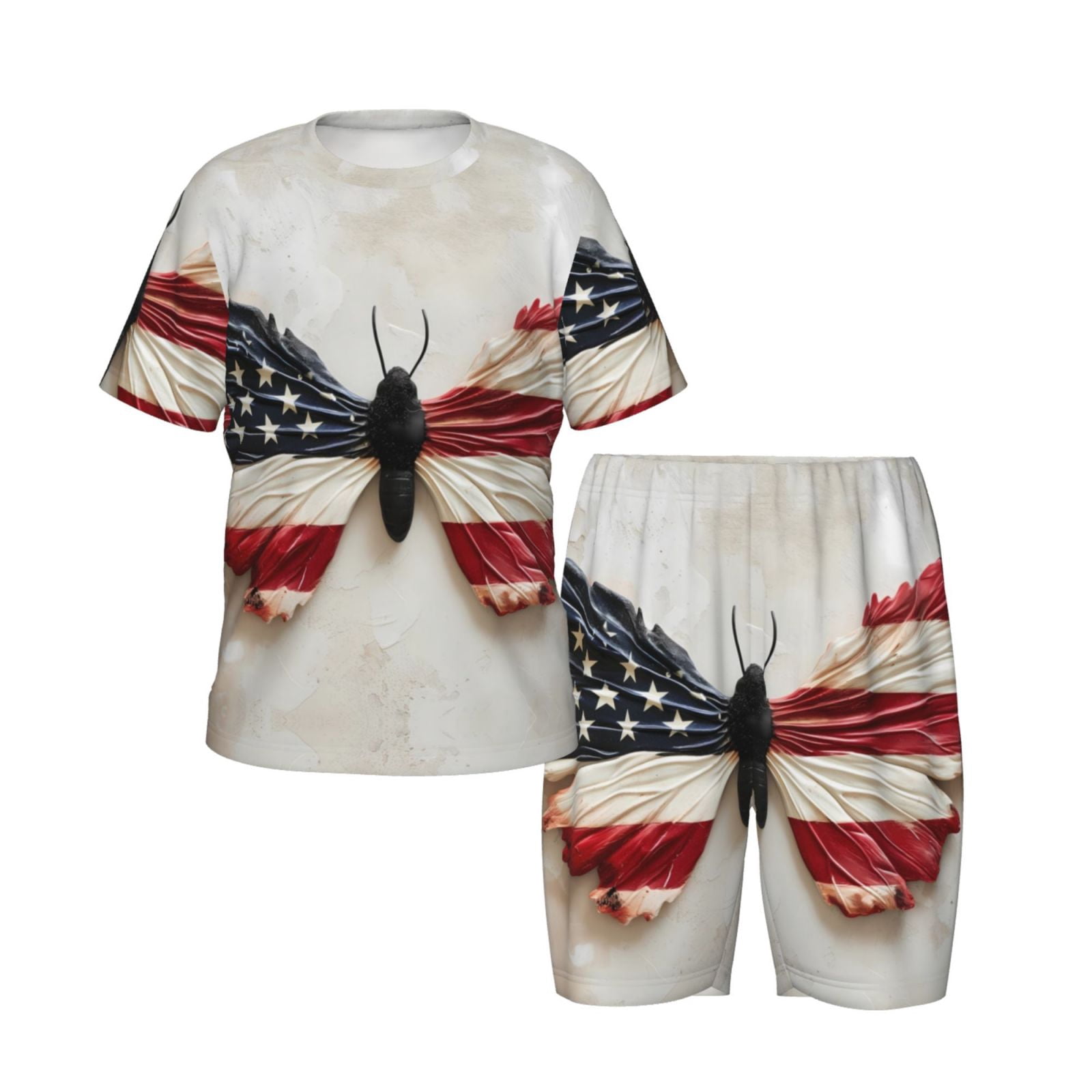 Pajamas Set For Boys and Girls, American Flag Butterfly Wall 2 Piece ...