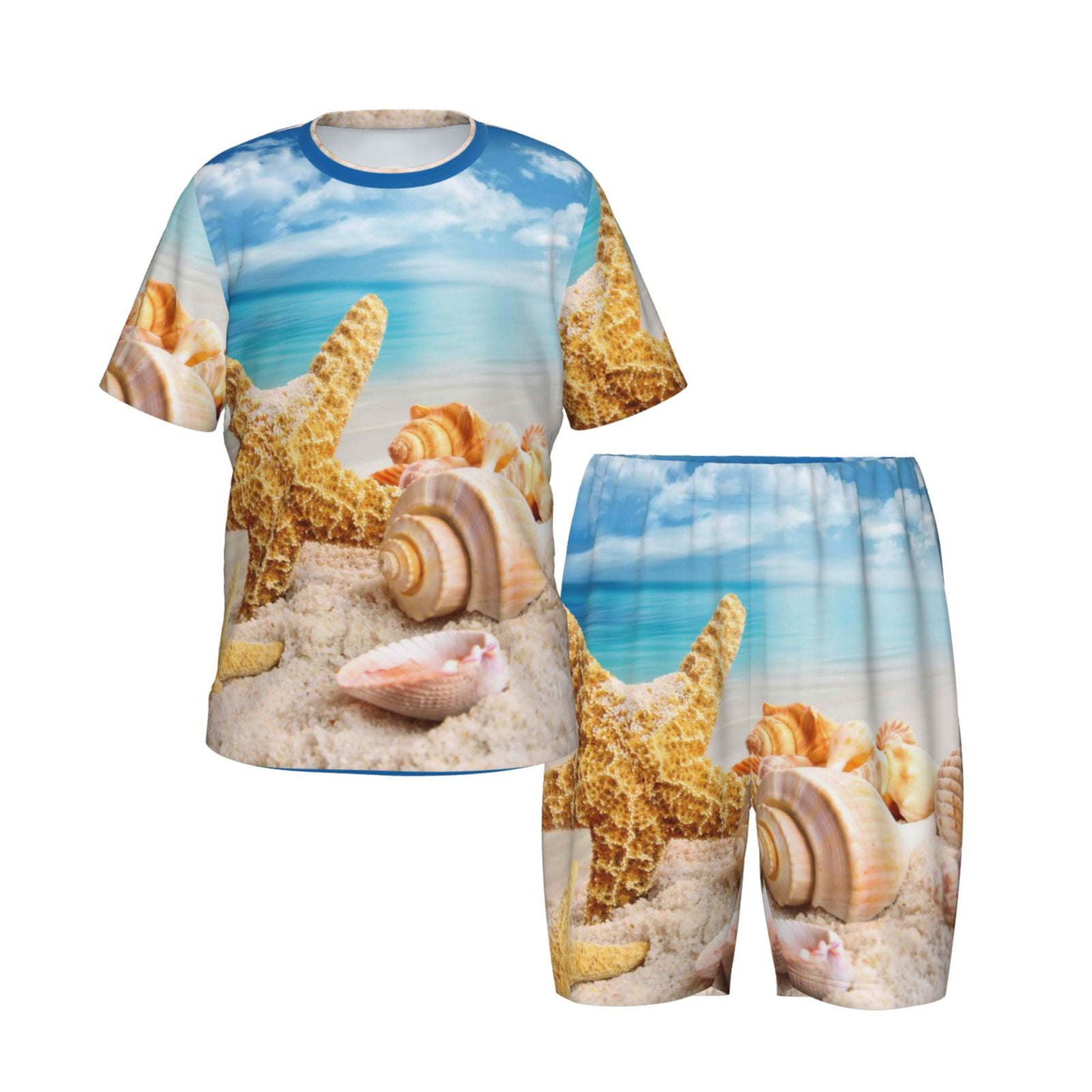 Pajamas Set For Boys and Girls, Beach Starfish Shell 2 Piece Short ...