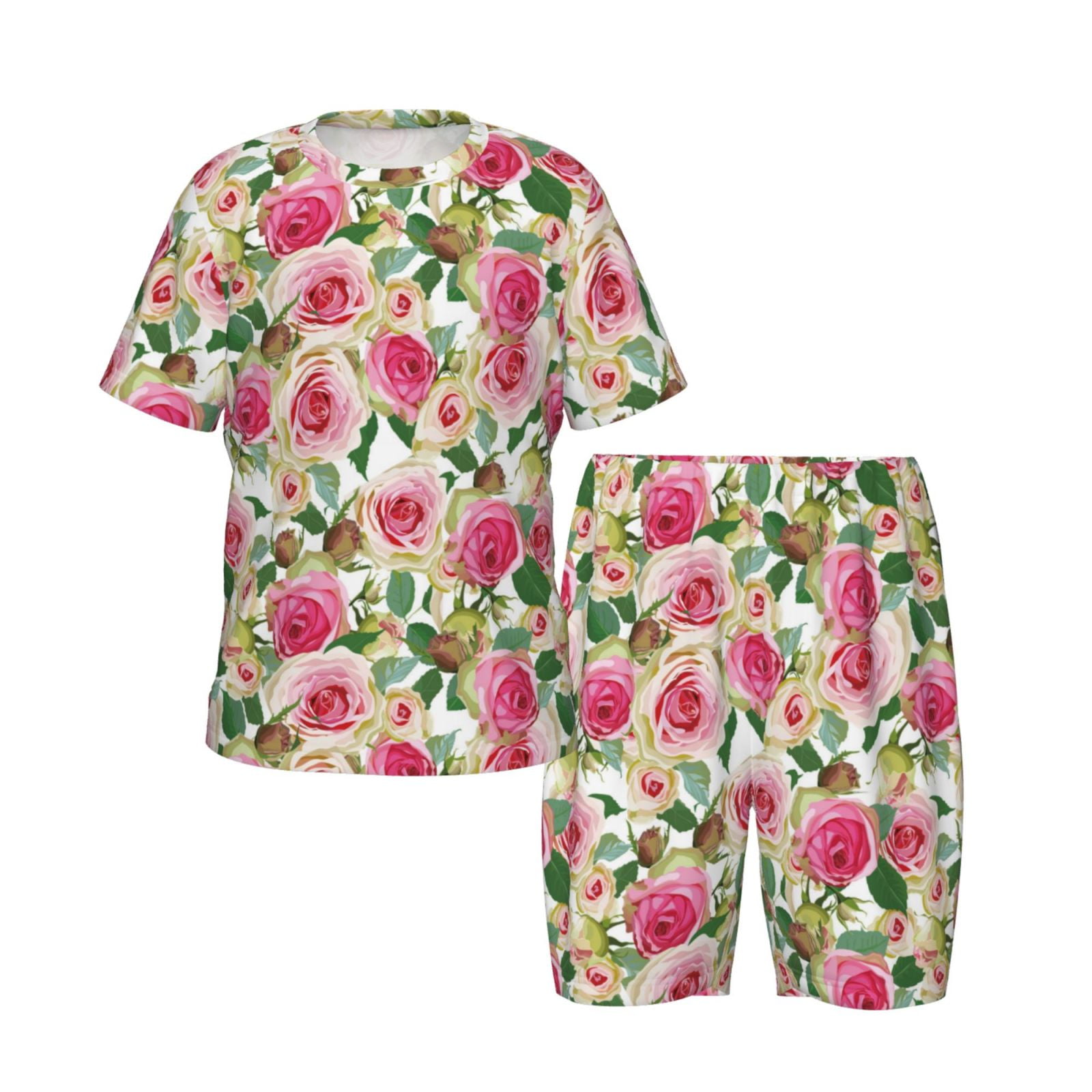 Pajamas Set For Boys and Girls, Beautiful Rose Flowers 2 Piece Short ...