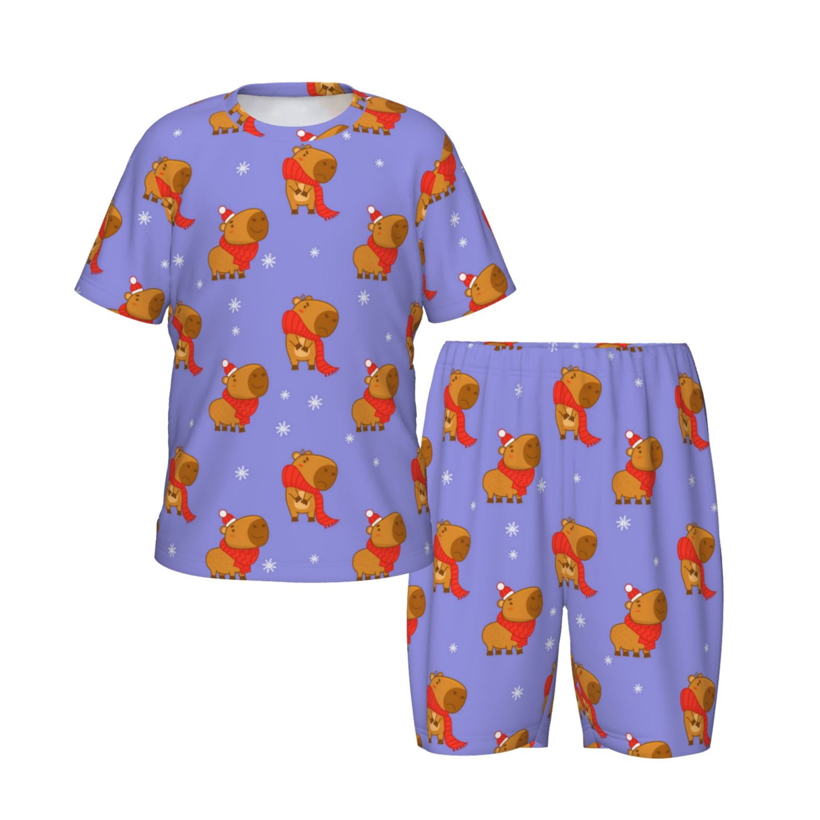 Pajamas Set For Boys and Girls, Capybaras Christmas 2 Piece Short ...