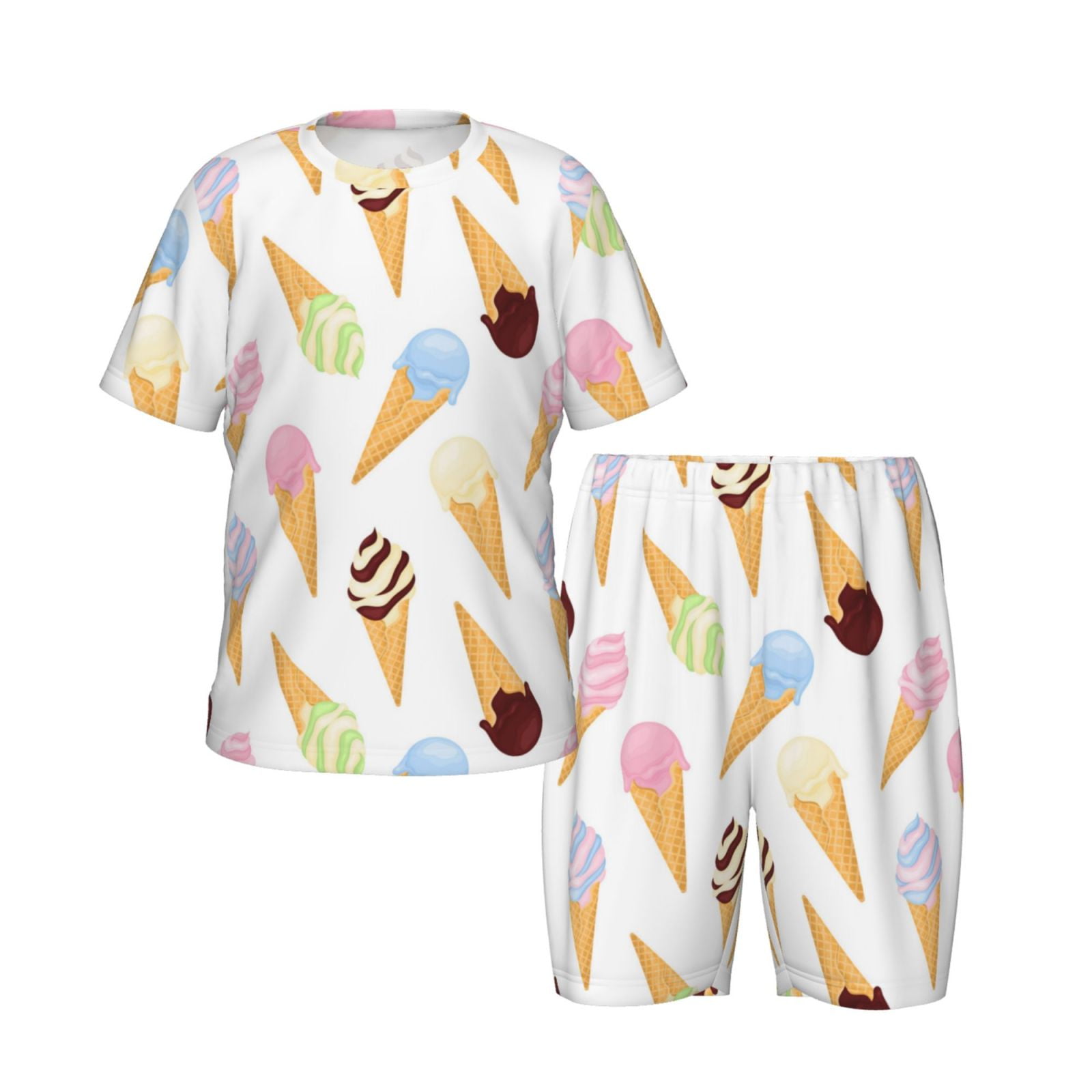 Pajamas Set For Boys and Girls, Cartoon Colourful Ice Cream 2 Piece ...