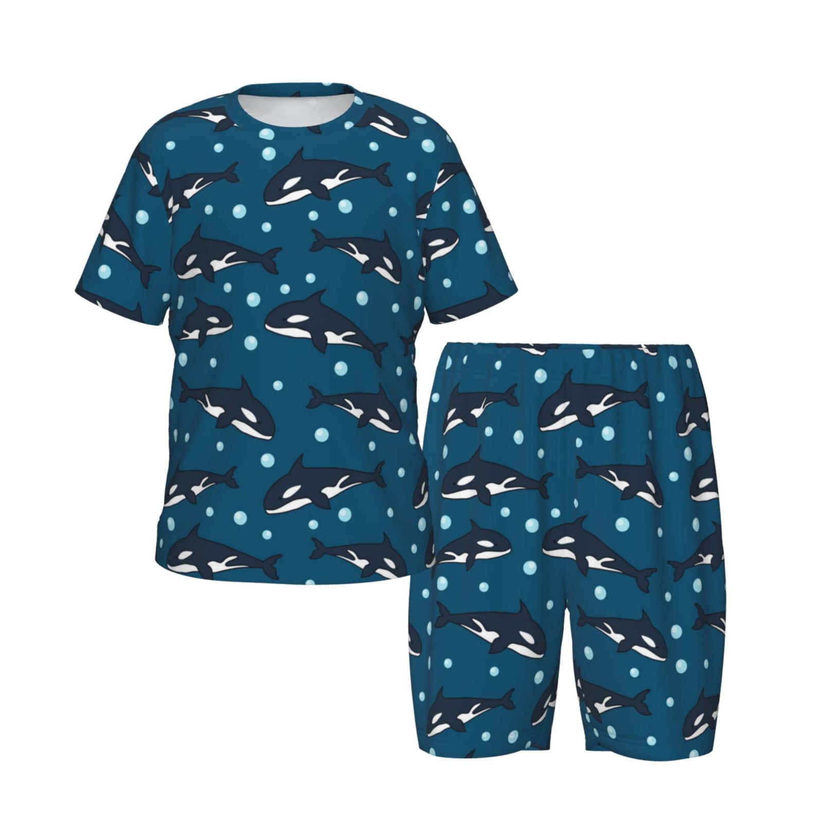 Pajamas Set For Boys and Girls, Cartoon Cute Whale Bubble 2 Piece Short ...