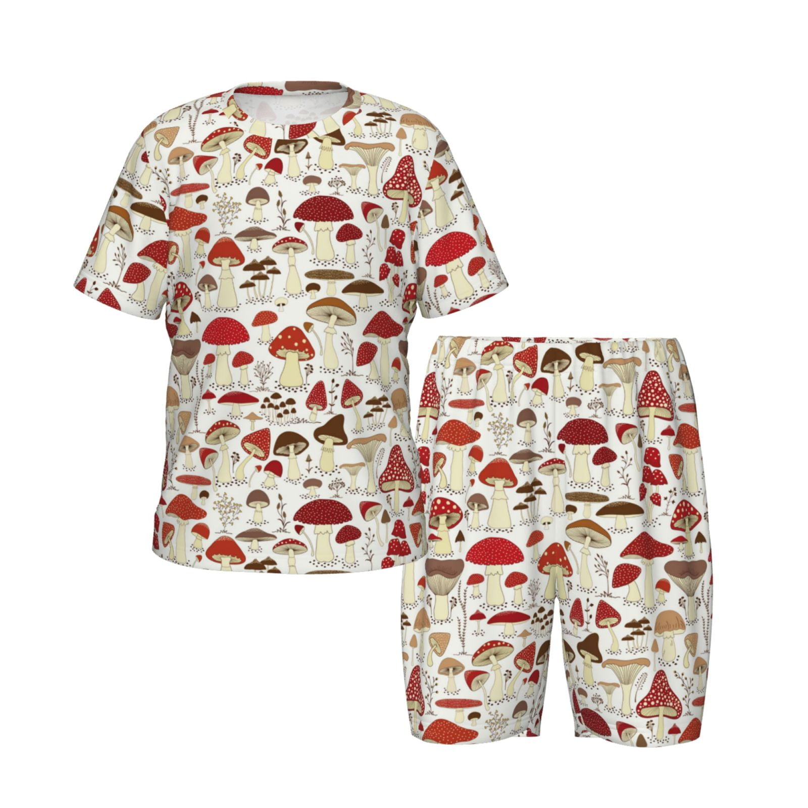Pajamas Set For Boys and Girls, Cartoon Mushrooms 2 Piece Short Sleeve ...
