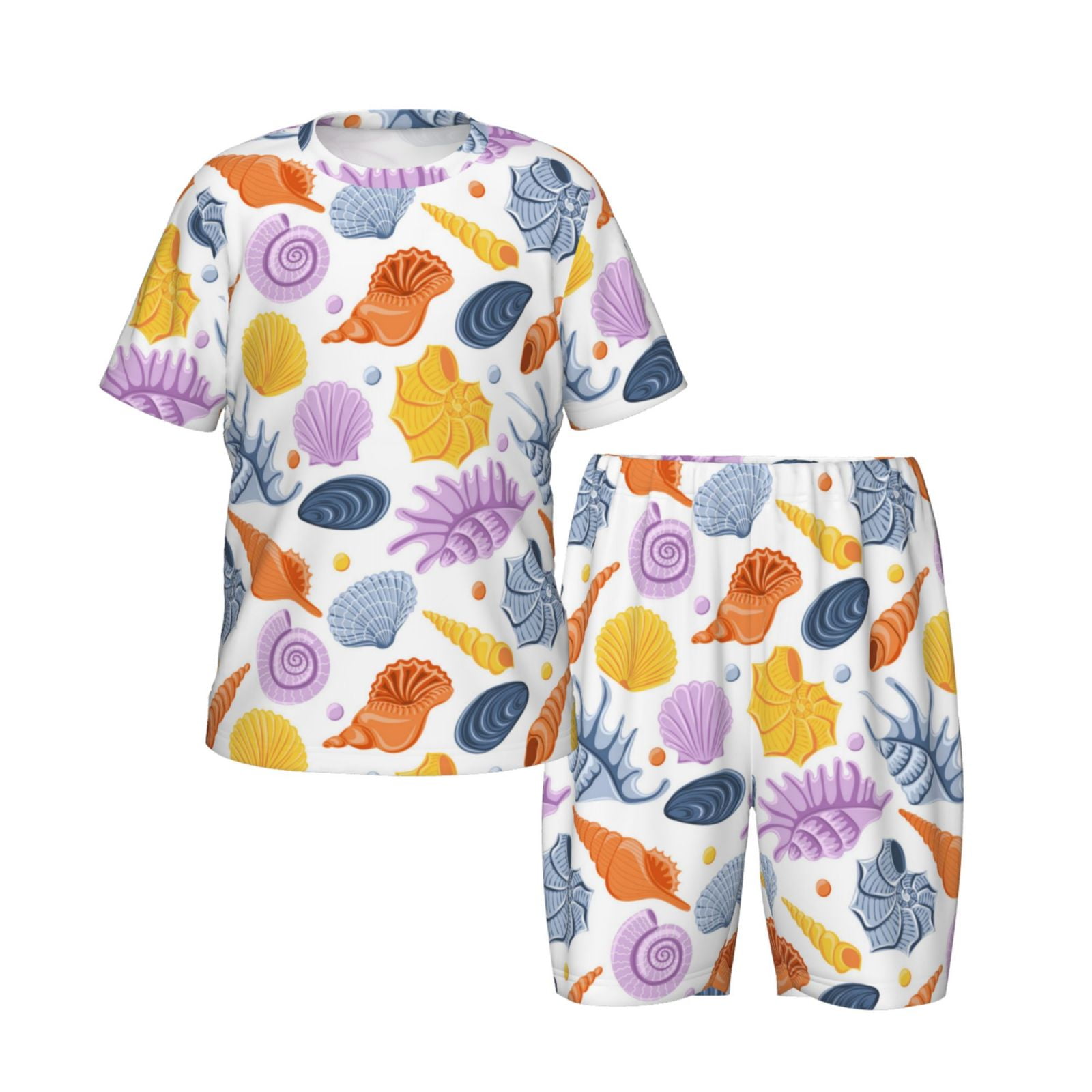 Pajamas Set For Boys and Girls, Cartoon Shell Conch 2 Piece Short ...