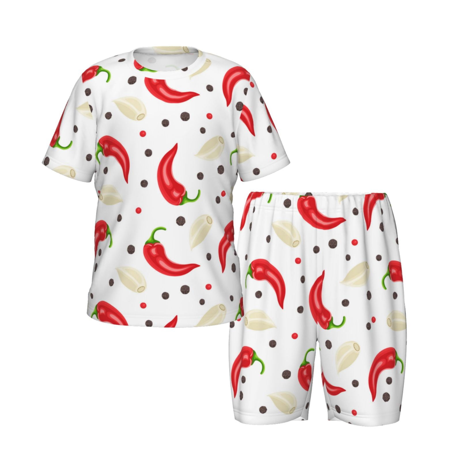 Pajamas Set For Boys and Girls, Chili Pepper garlic 2 Piece Short ...