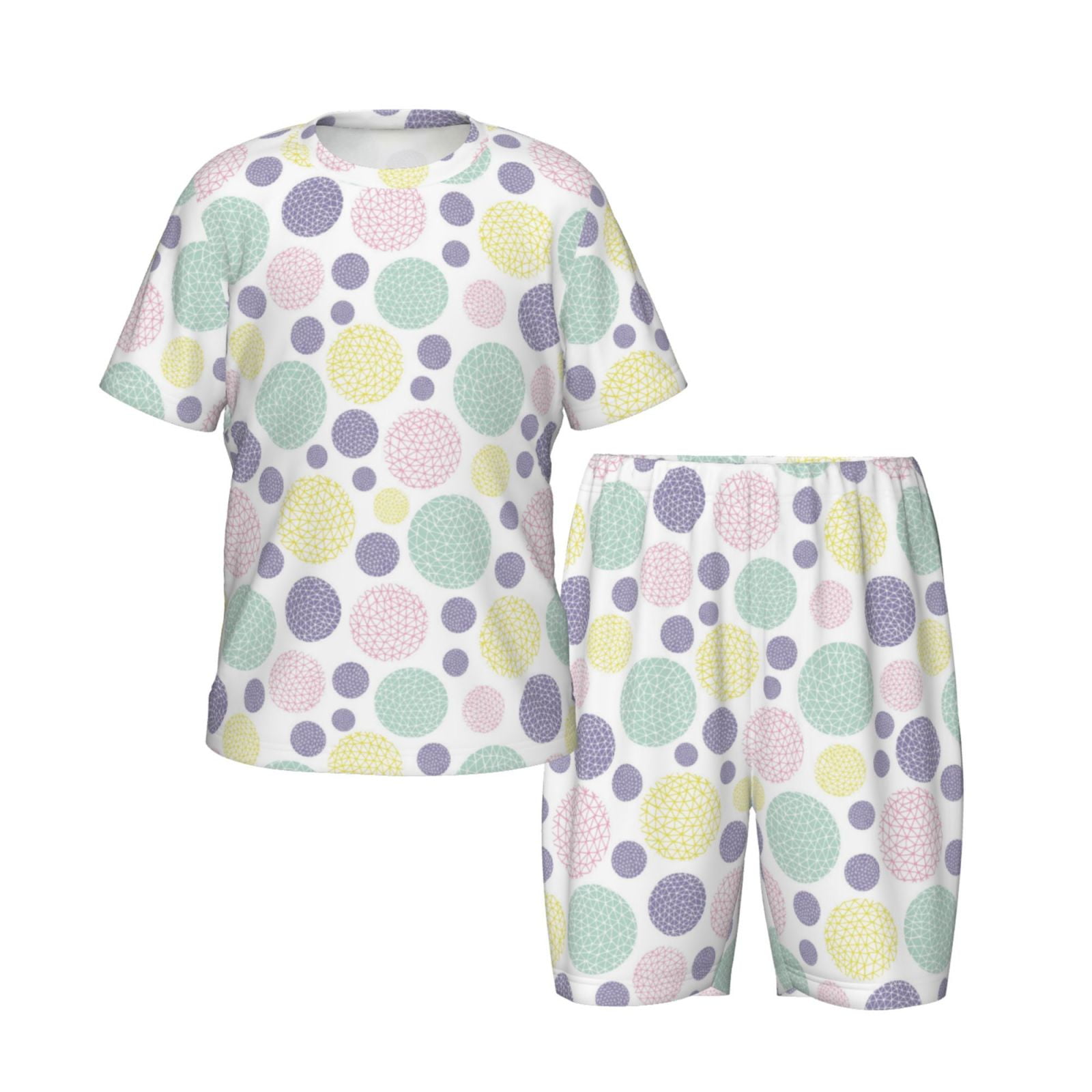 Pajamas Set For Boys and Girls, Colorful Spotty circular 2 Piece Short ...