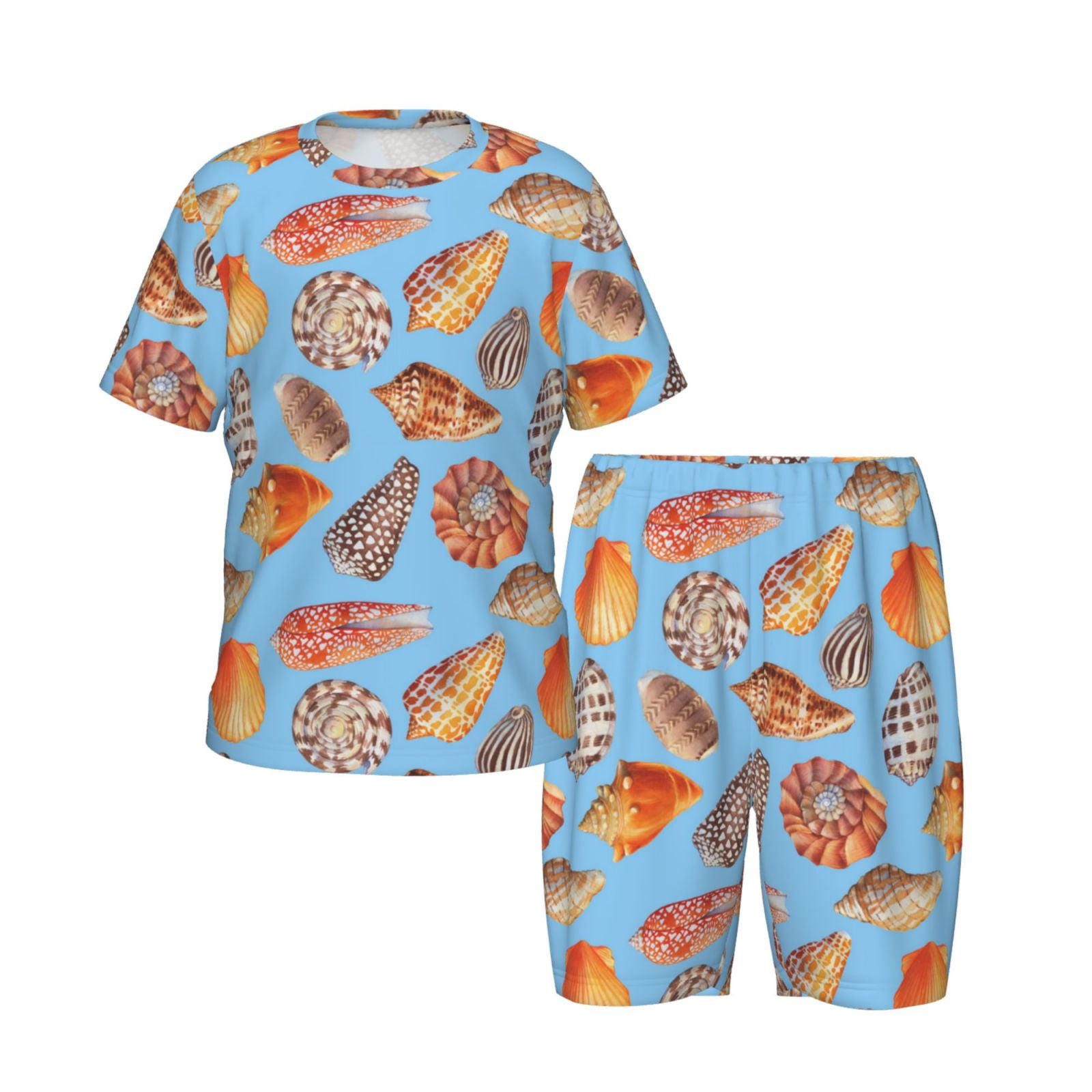 Pajamas Set For Boys and Girls, Conch Shell Print 2 Piece Short Sleeve ...