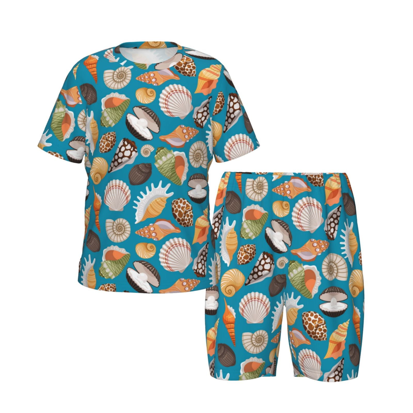 Pajamas Set For Boys and Girls, Conch and Shells 2 Piece Short Sleeve ...
