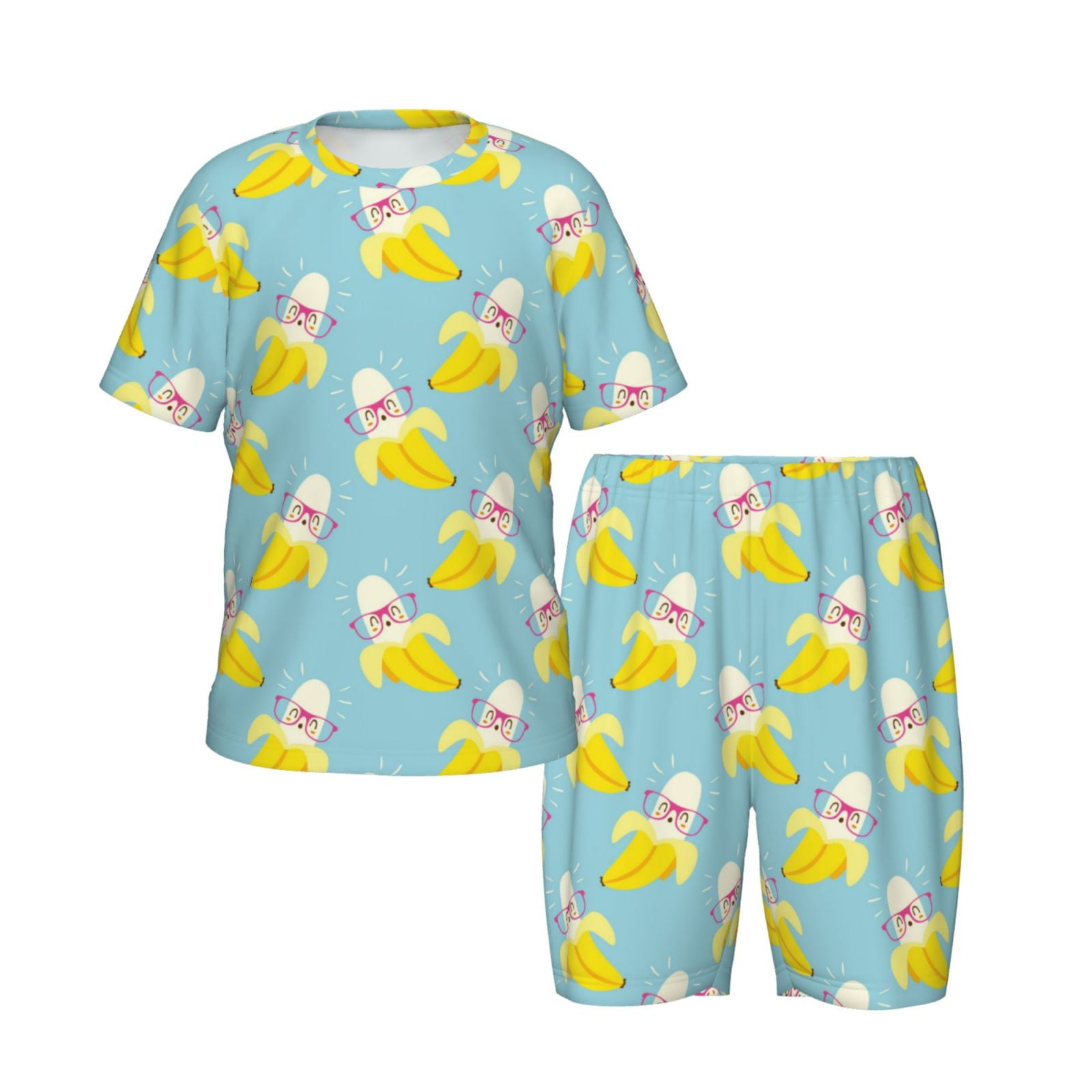 Pajamas Set For Boys and Girls, Cute Banana Azure 2 Piece Short Sleeve ...