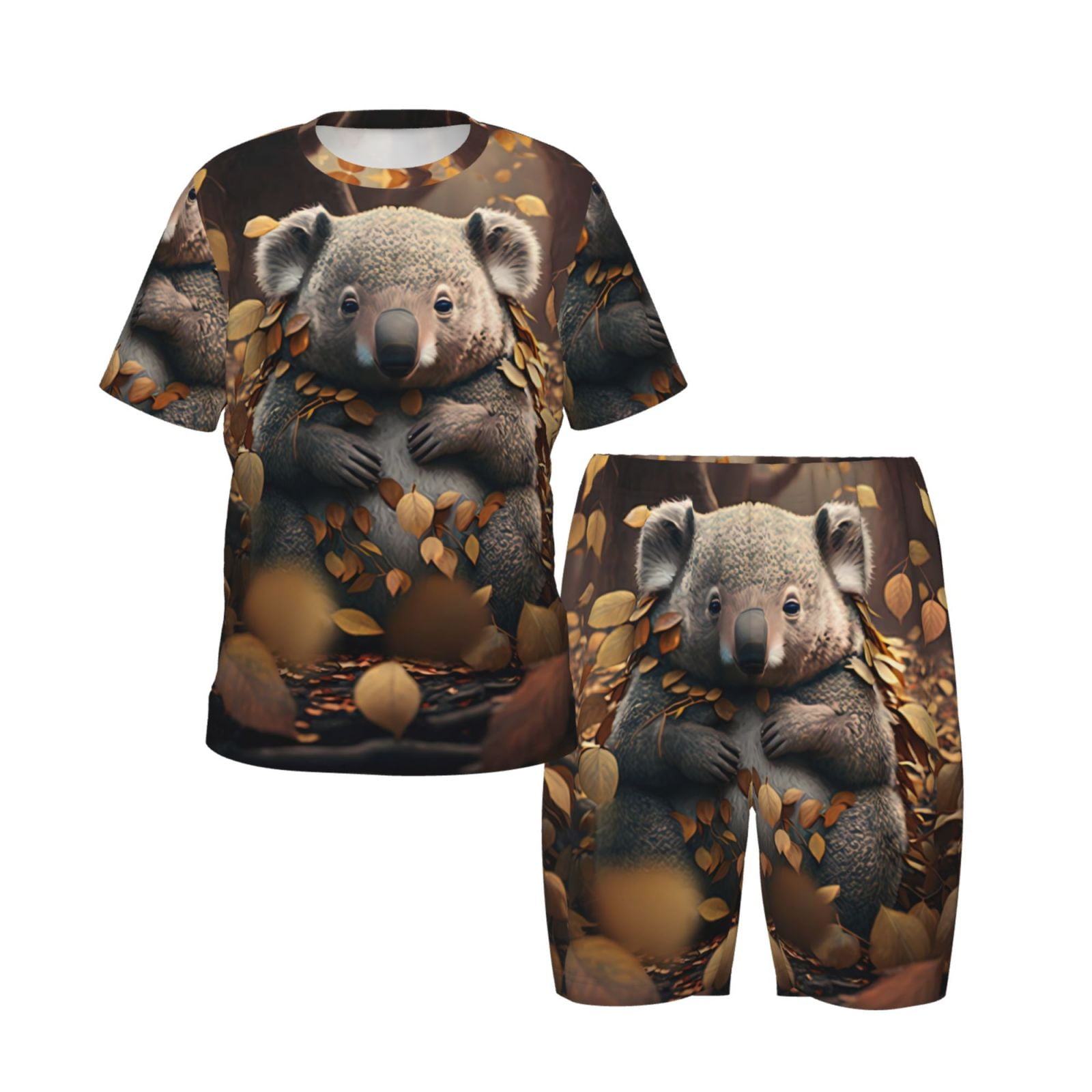 Pajamas Set For Boys and Girls, Cute Fallen Leaf Koala 2 Piece Short ...