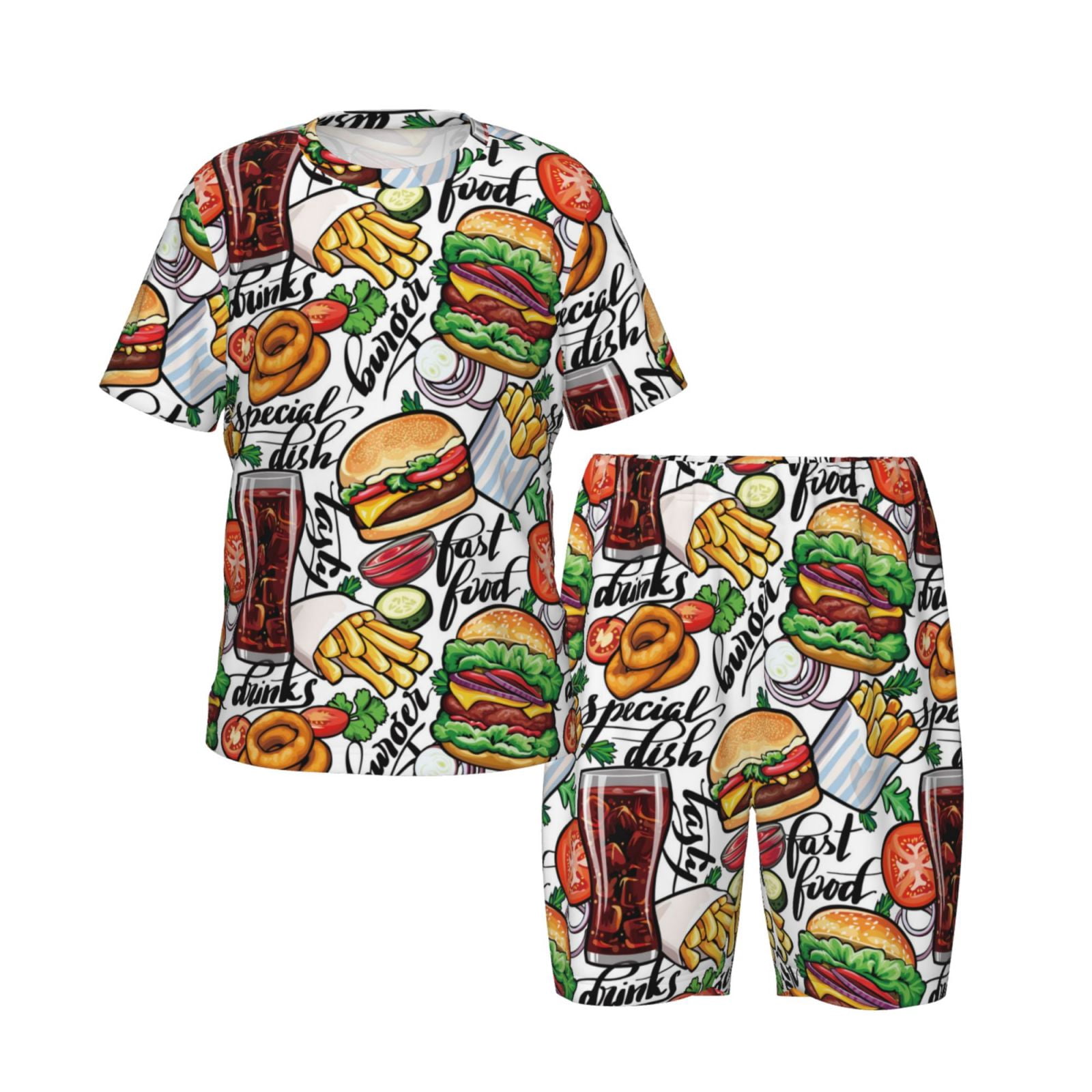Pajamas Set For Boys and Girls, Cute Food Tomato Cucumber Burger 2 ...