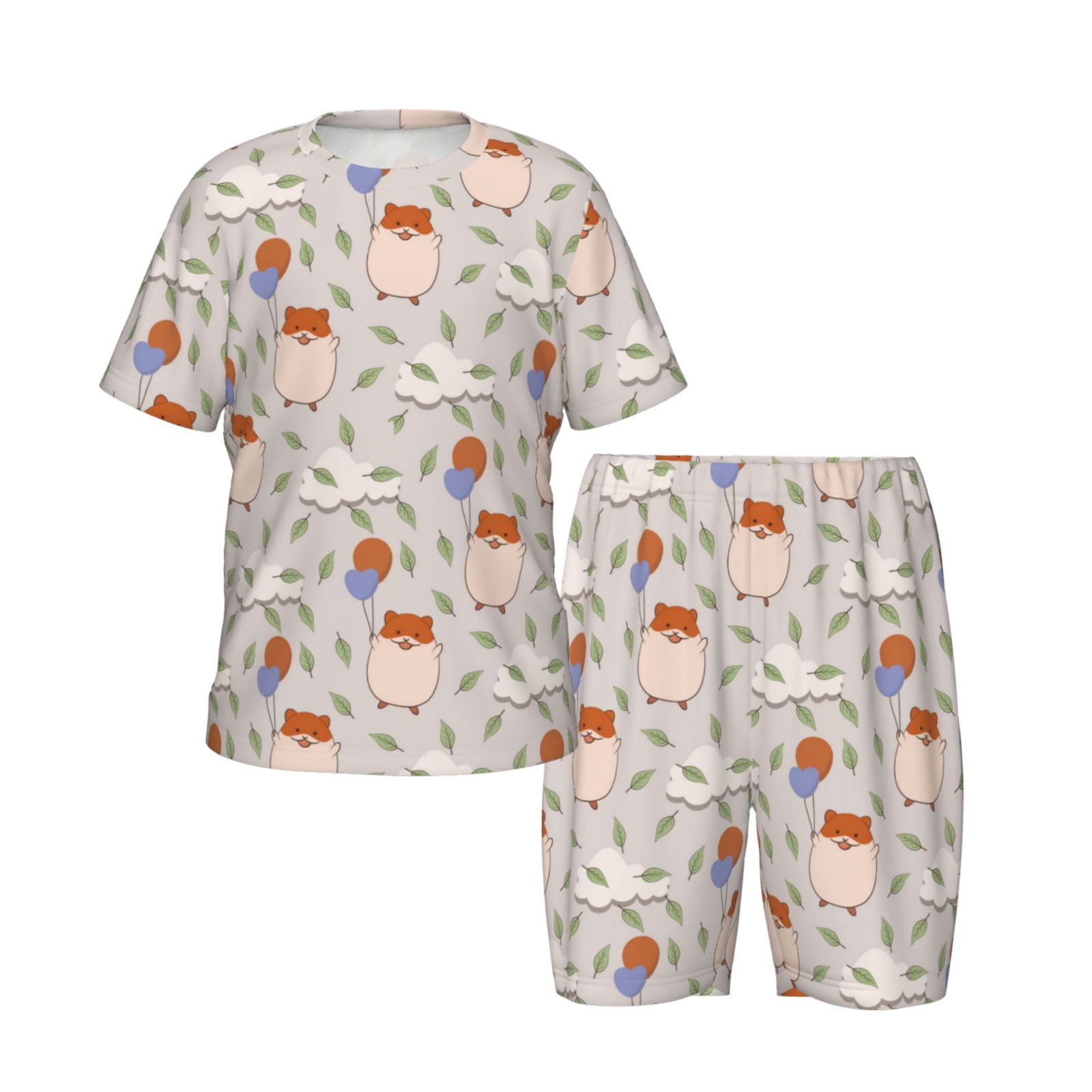 Pajamas Set For Boys and Girls, Cute Hamster Balloon Leaves 2 Piece ...