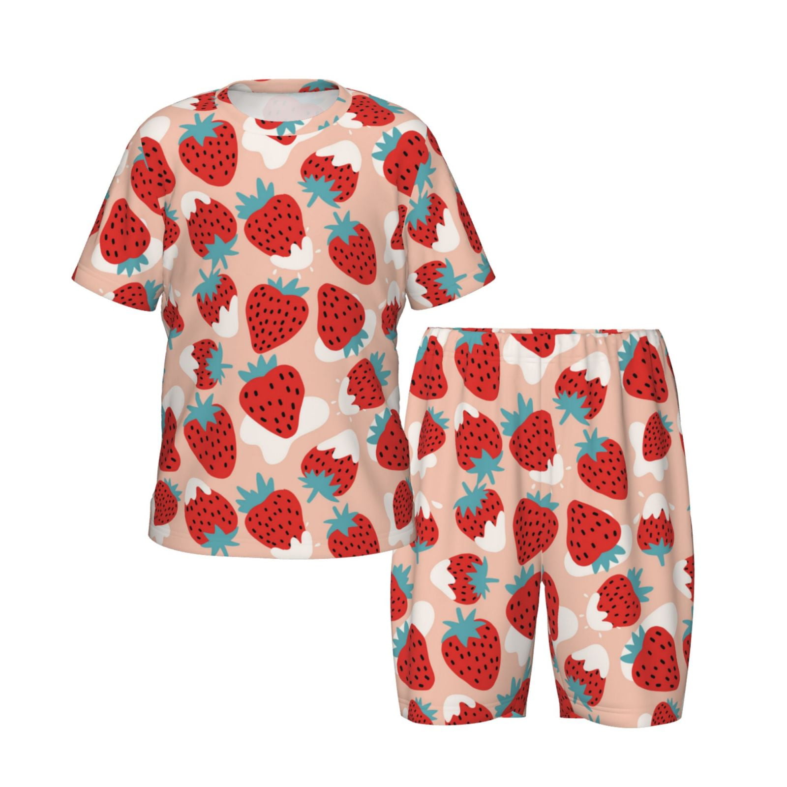 Pajamas Set For Boys and Girls, Cute strawberry print 2 Piece Short ...