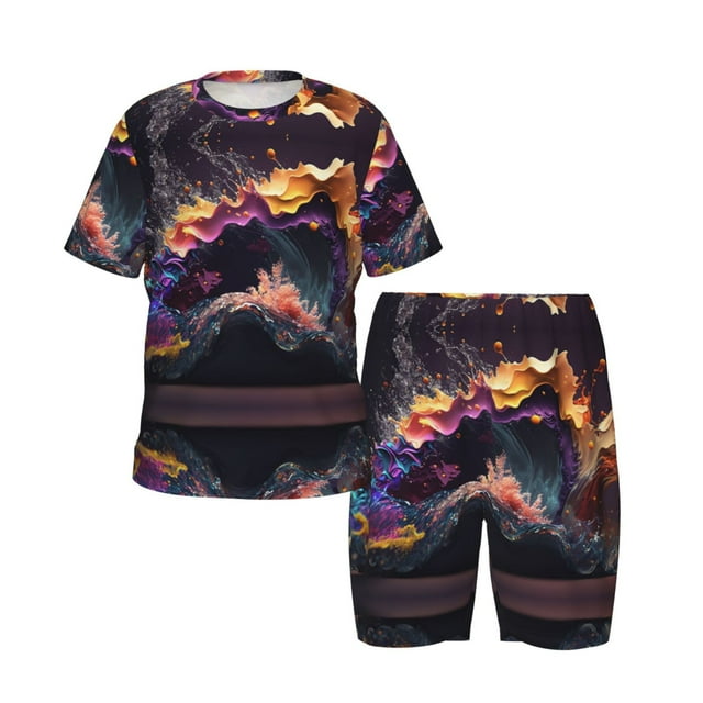Pajamas Set For Boys and Girls, Explosive Fluid Splash Art 2 Piece ...