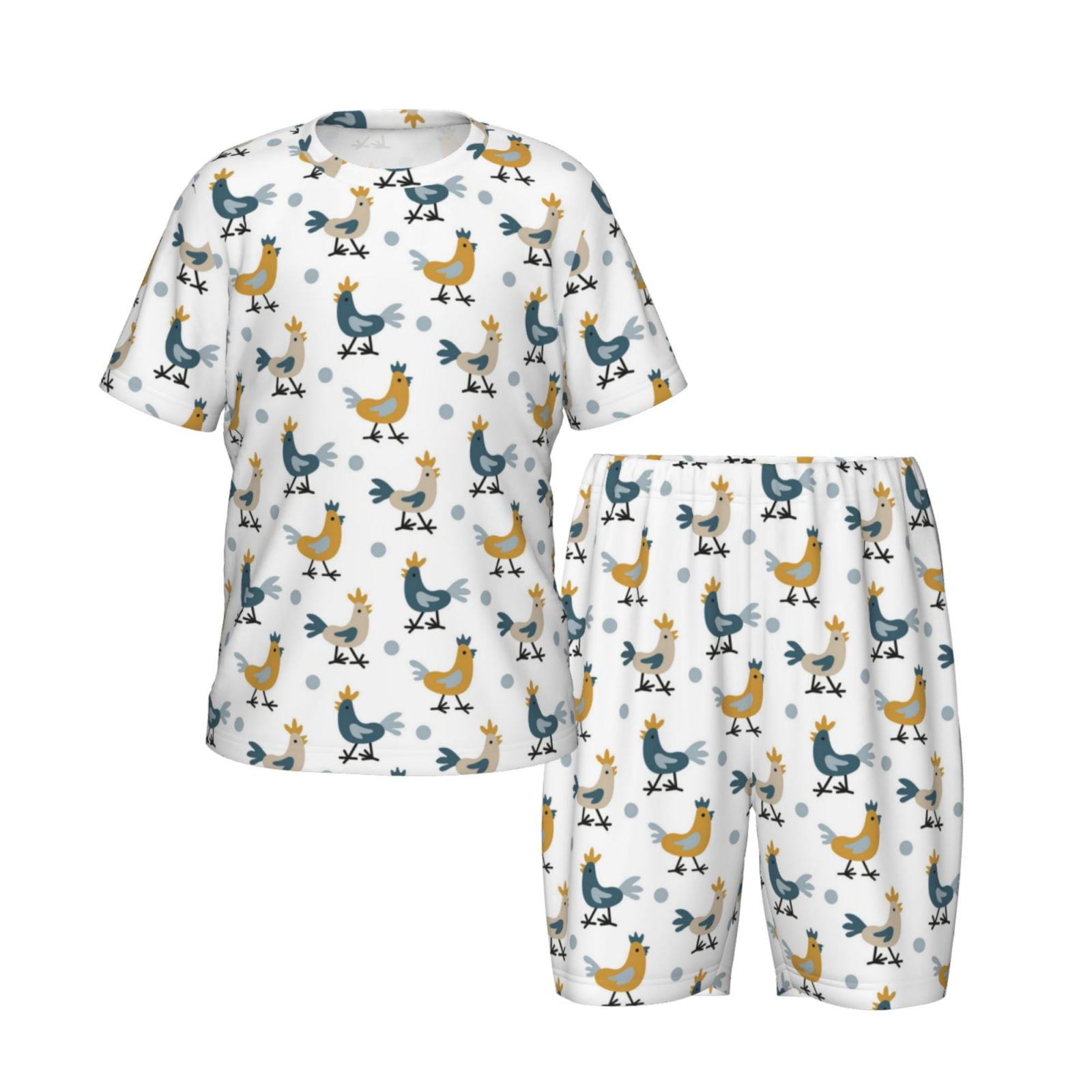 Pajamas Set For Boys and Girls, Farm Roosters 2 Piece Short Sleeve ...