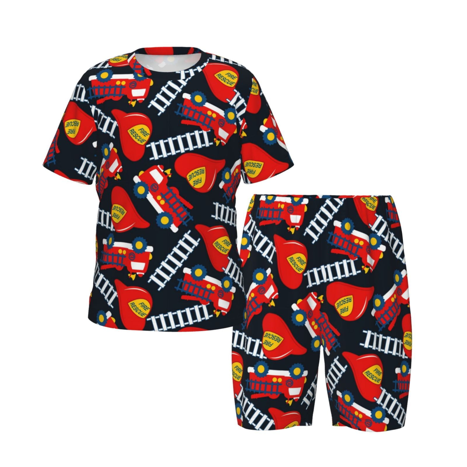 Pajamas Set For Boys and Girls, Fire Rescue With Red Helmet And Truck 2 ...