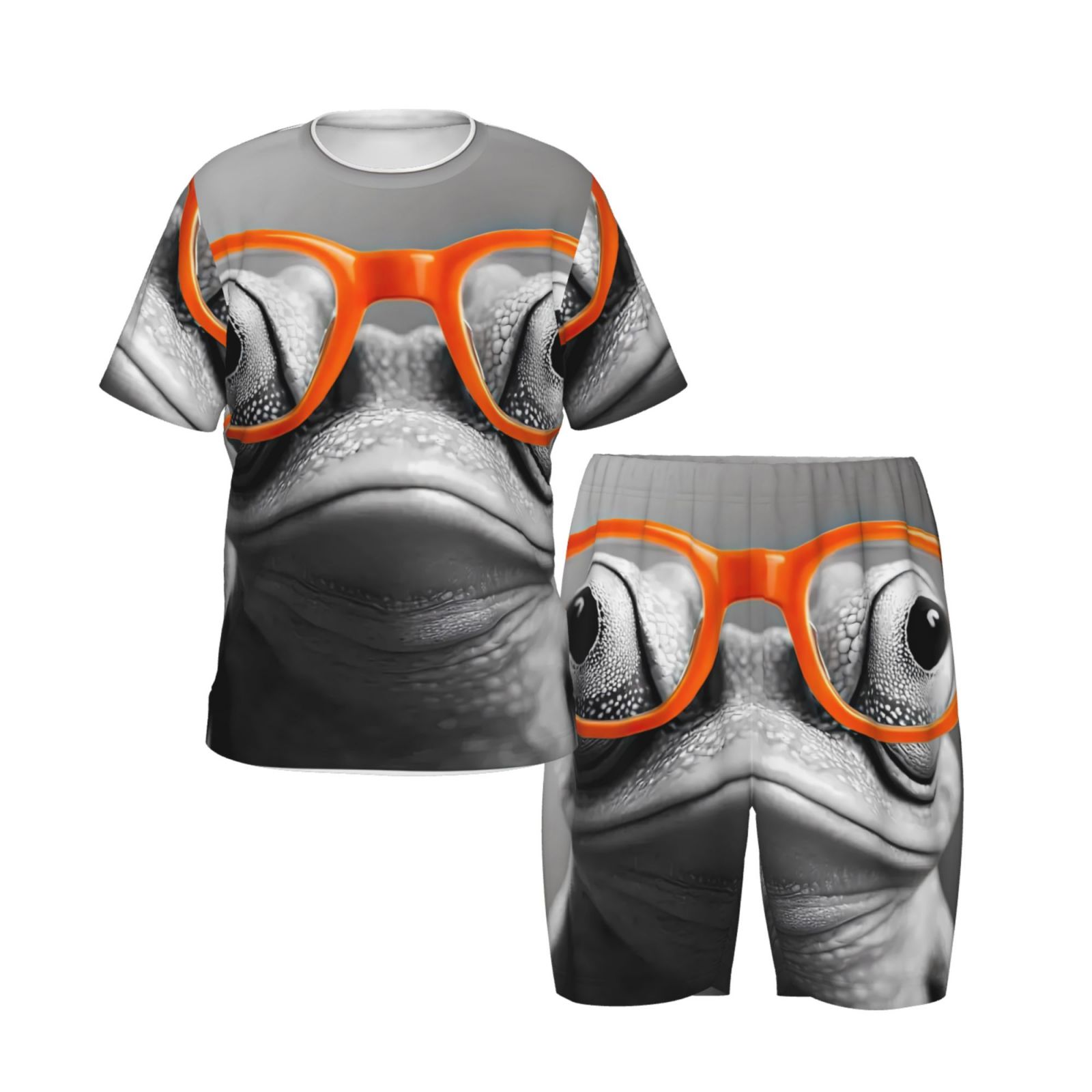 Pajamas Set For Boys and Girls, Frog With Geeky Glasses 2 Piece Short ...